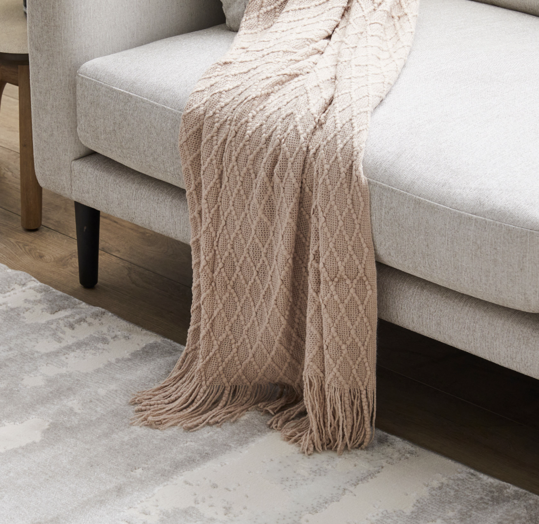 Hanako Knitted Throw - Taupe, Throws & Blankets by HipVan | View at ...