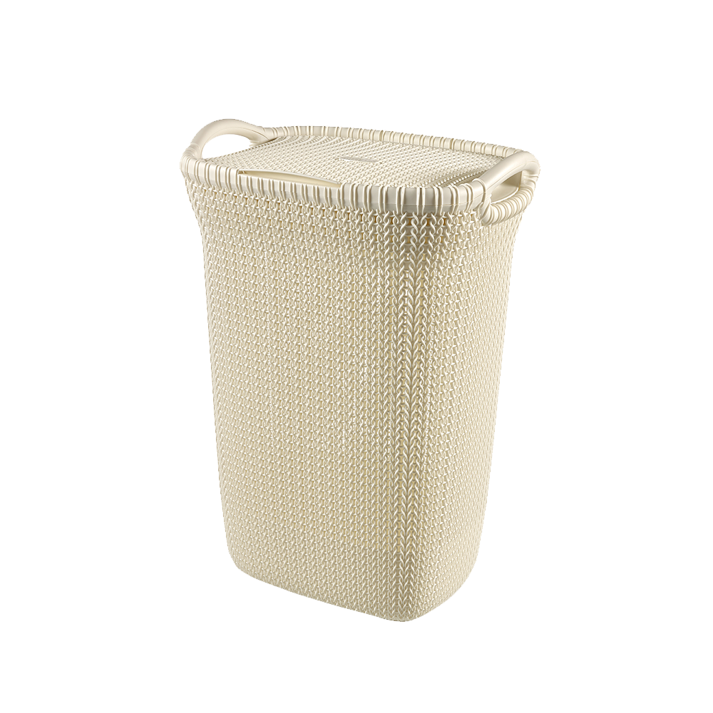 Knit Laundry Hamper with Lid 57L - Harvest Brown, Curver | HipVan