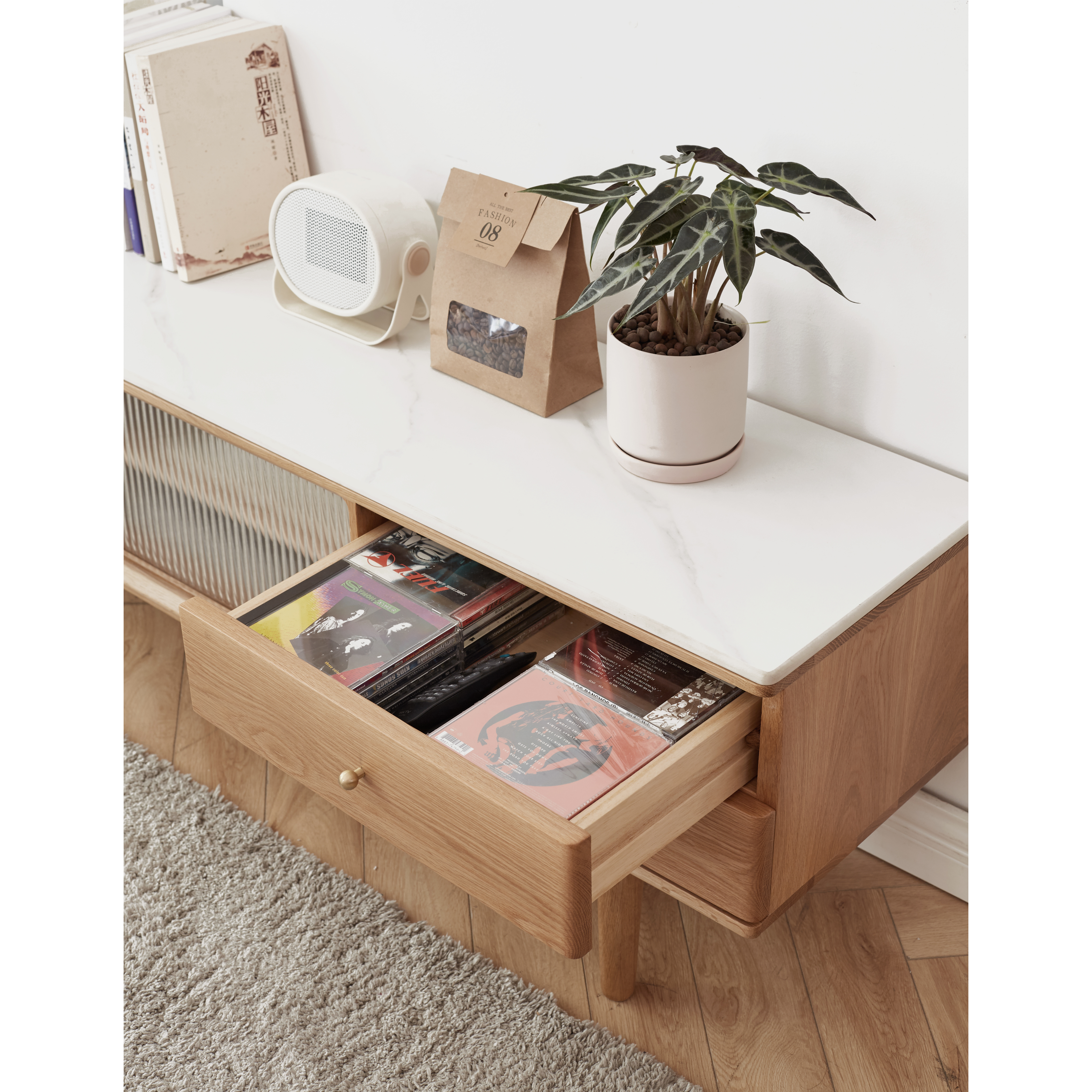 Aster TV Console 2m - Oak (Sintered Stone), Aster by HipVan | View at HipVan Atelier Showroom