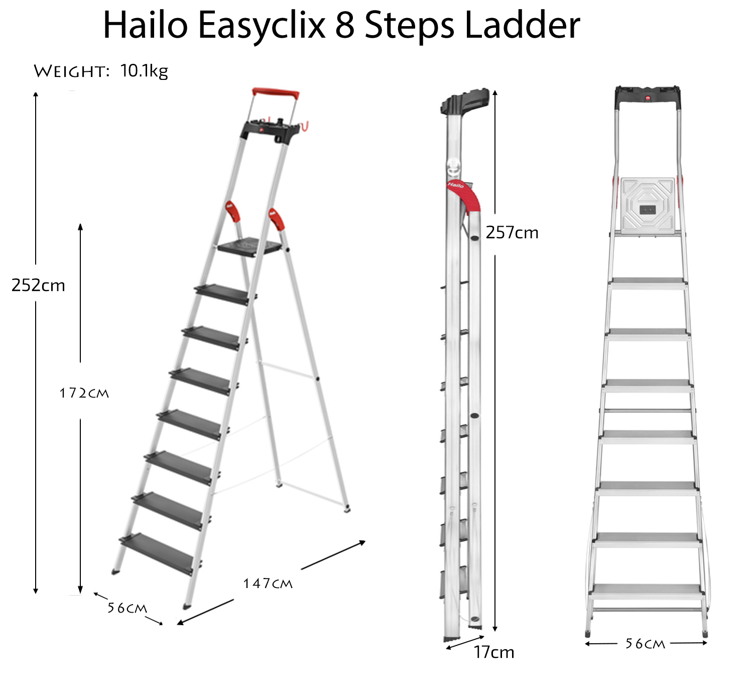 Hailo L100 Aluminium 8 Step Folding Ladder, Hailo | HipVan