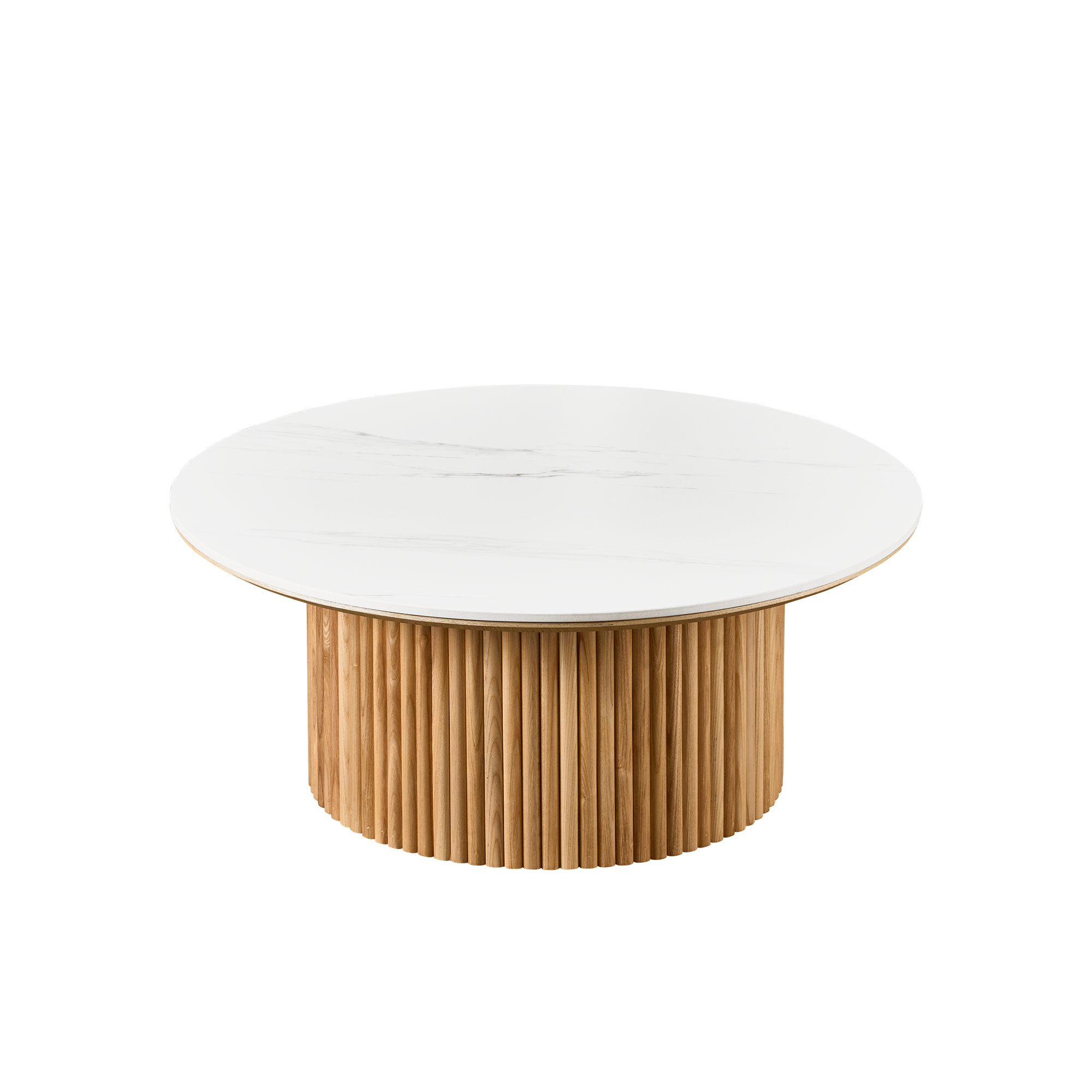 Gael Round Coffee Table 0.85m - Oak (Sintered Stone), Round Coffee ...