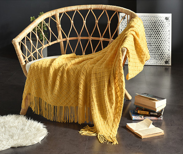 Hanako Throw - Mustard, Throws & Blankets by HipVan | HipVan