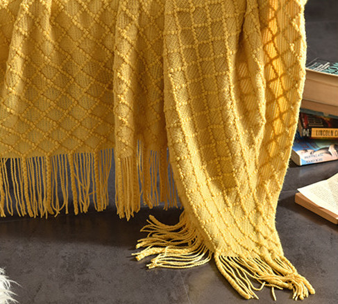 Hanako Throw - Mustard, Throws & Blankets by HipVan | HipVan