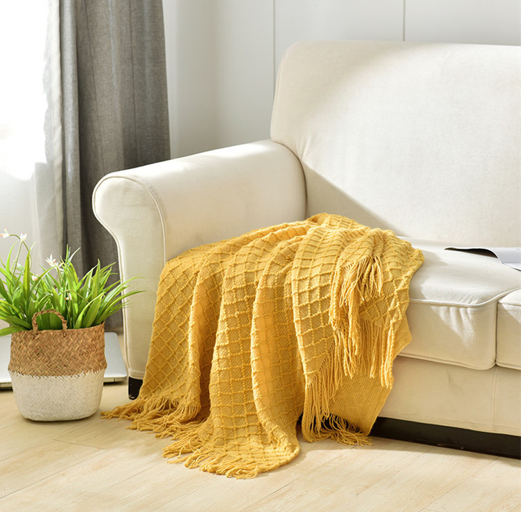 Hanako Throw - Mustard, Throws & Blankets by HipVan | HipVan