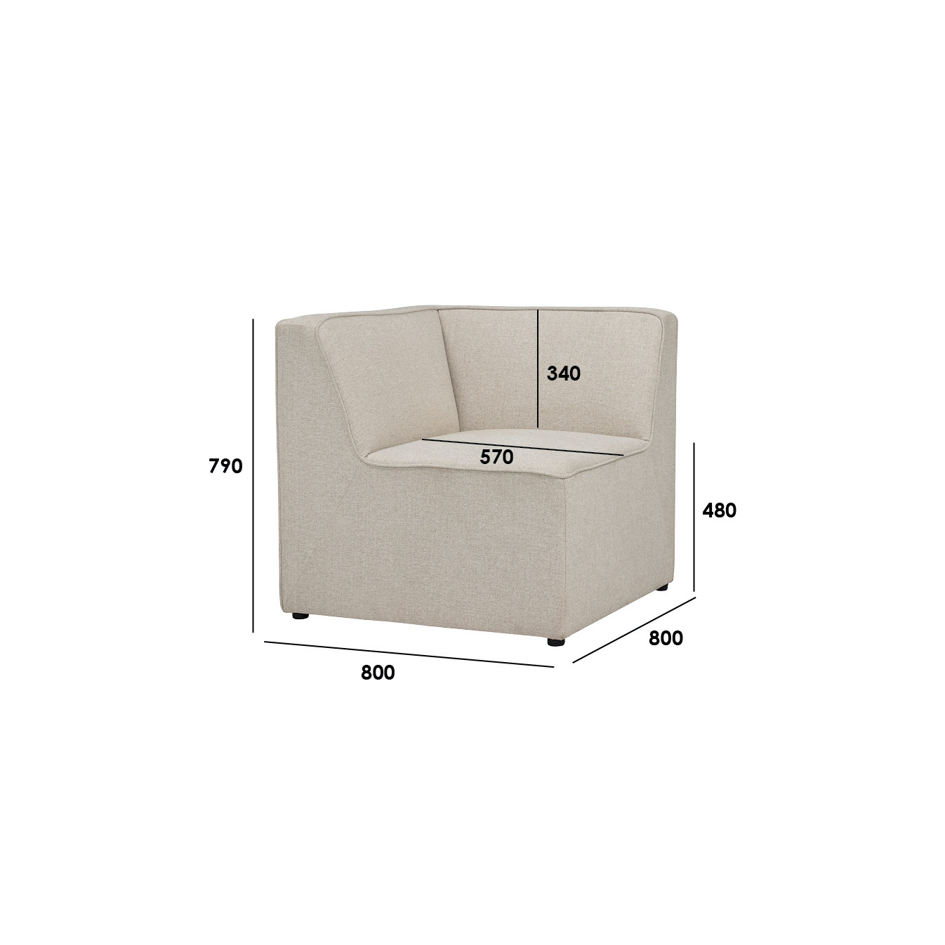 Tony Corner Unit - White, HV Modern Sofas & Lounge Chairs | HipVan