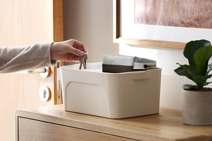 Clayton 8L White Storage Box with Grey Lid, Storage Essentials by ...