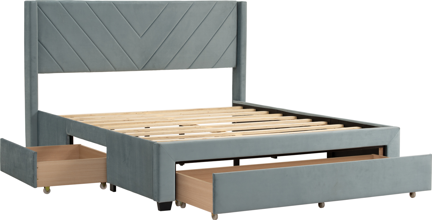 Mija 3 Drawer Queen Bed - Jade, HV Modern Beds & Bedroom Storage | HipVan