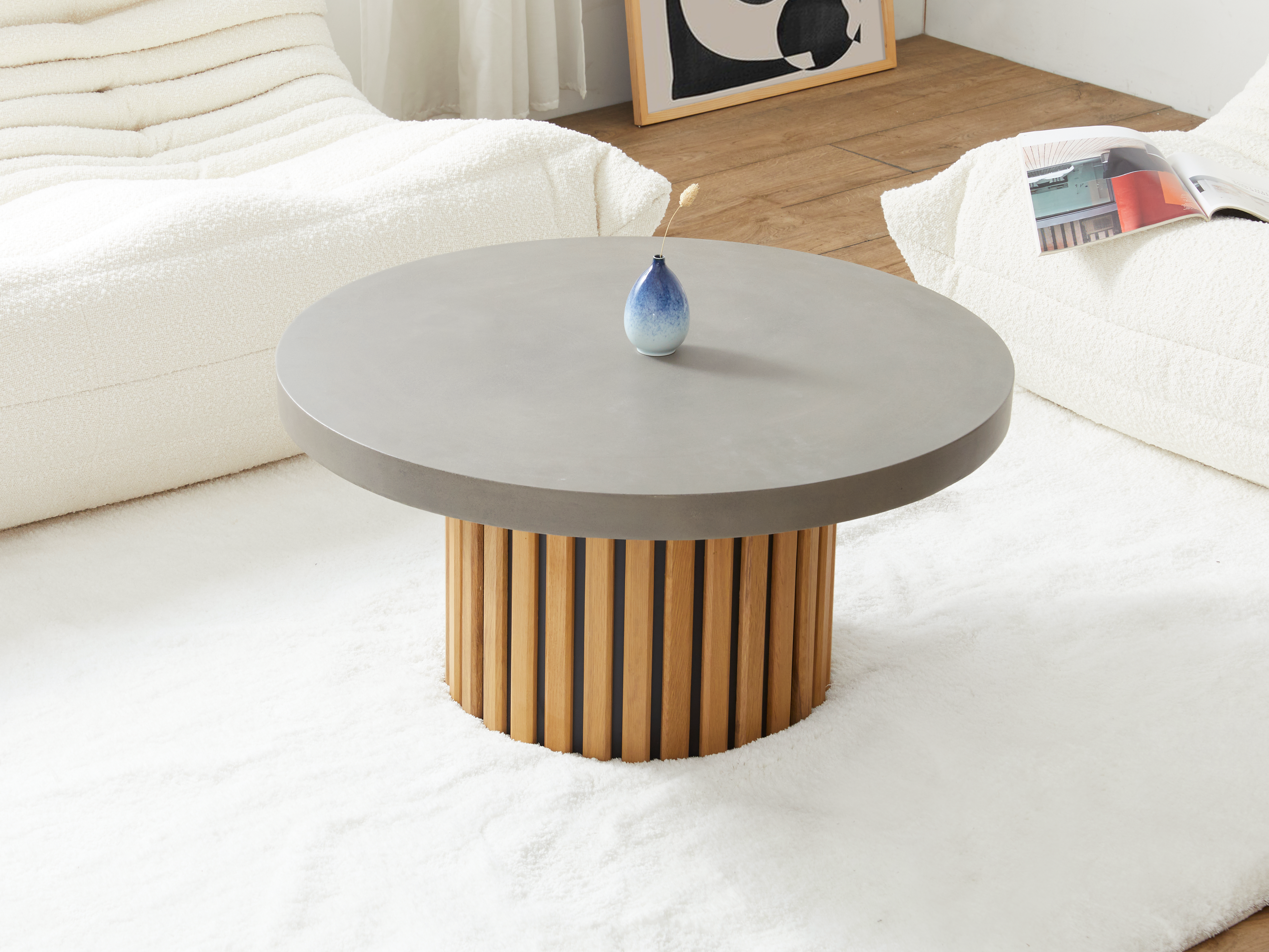 Ellie Round Concrete Coffee Table, Concrete Furniture by HipVan | HipVan