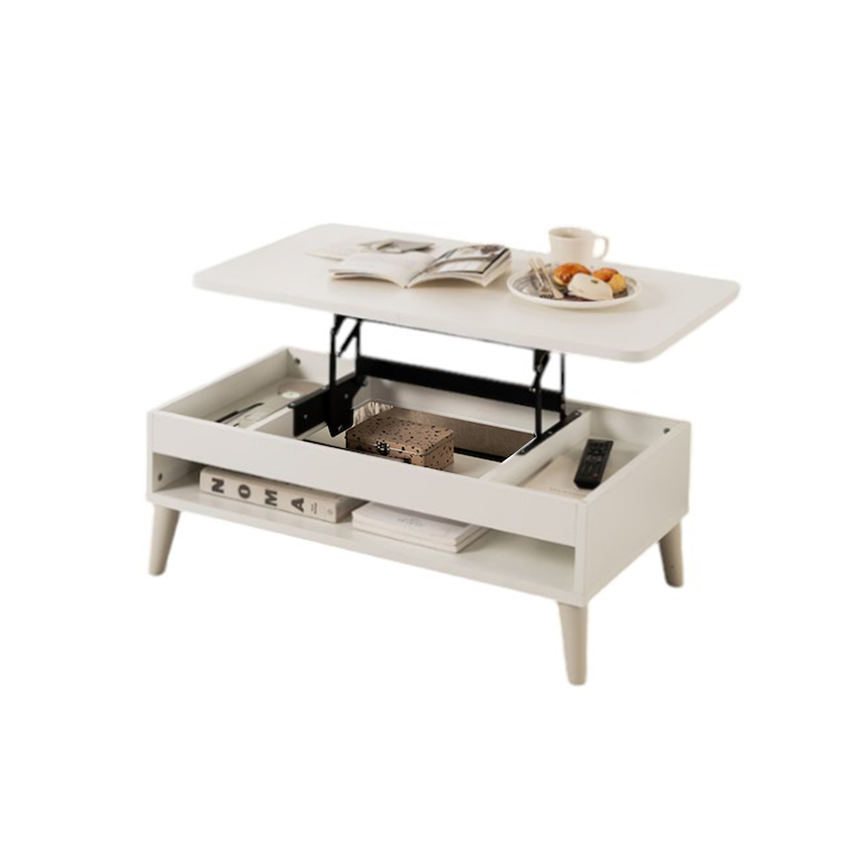 Muna Lift-Up Coffee Table - White, Lift Top Storage Coffee Tables by ...