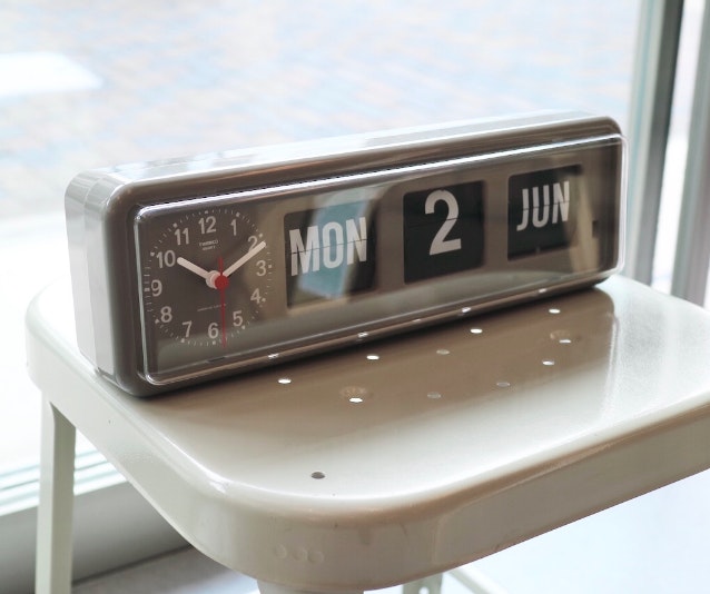 TWEMCO Calendar Flip Wall/Counter Clock - Grey, TWEMCO | HipVan