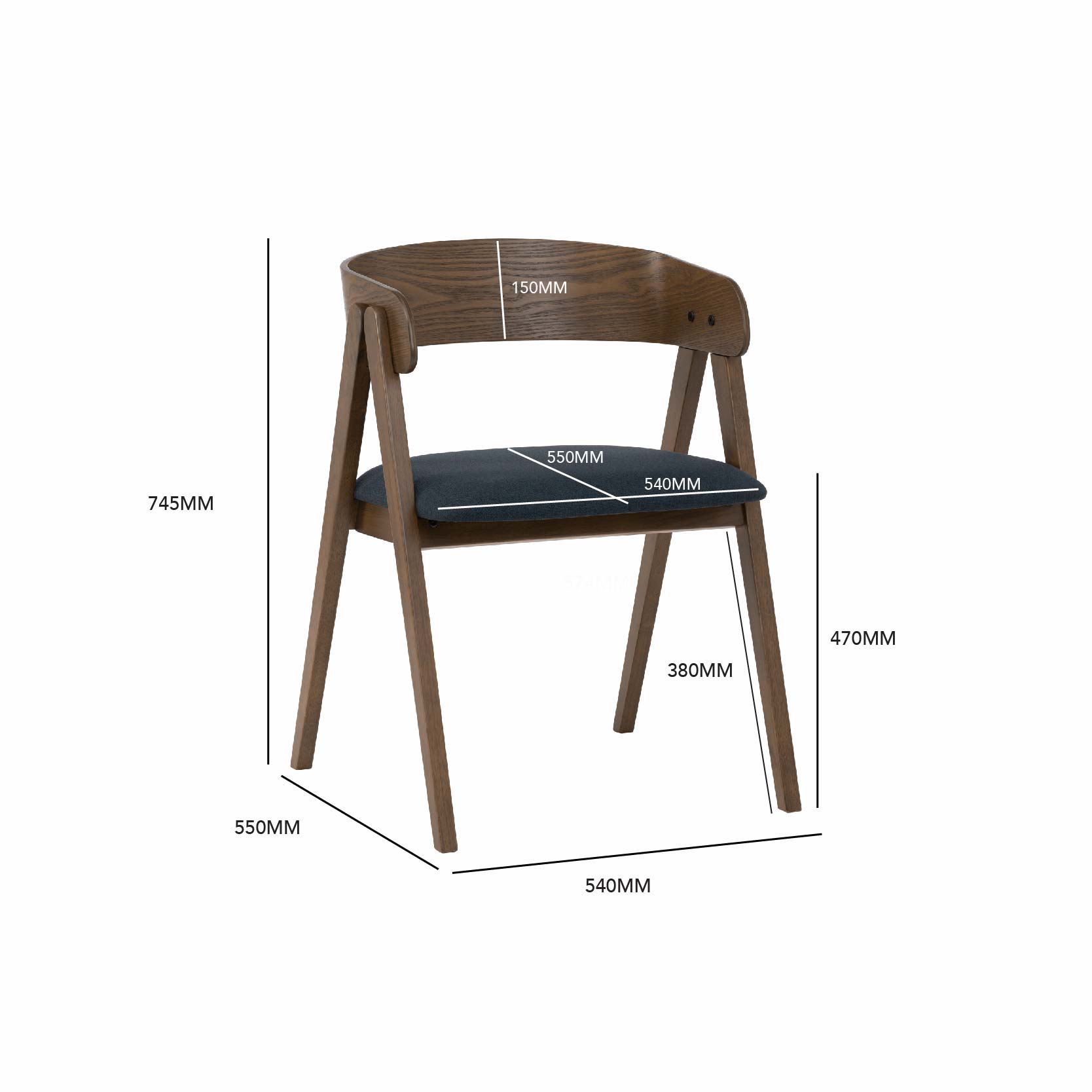 Melda Dining Armchair - Chestnut, HV Modern Dining Tables & Chairs | HipVan