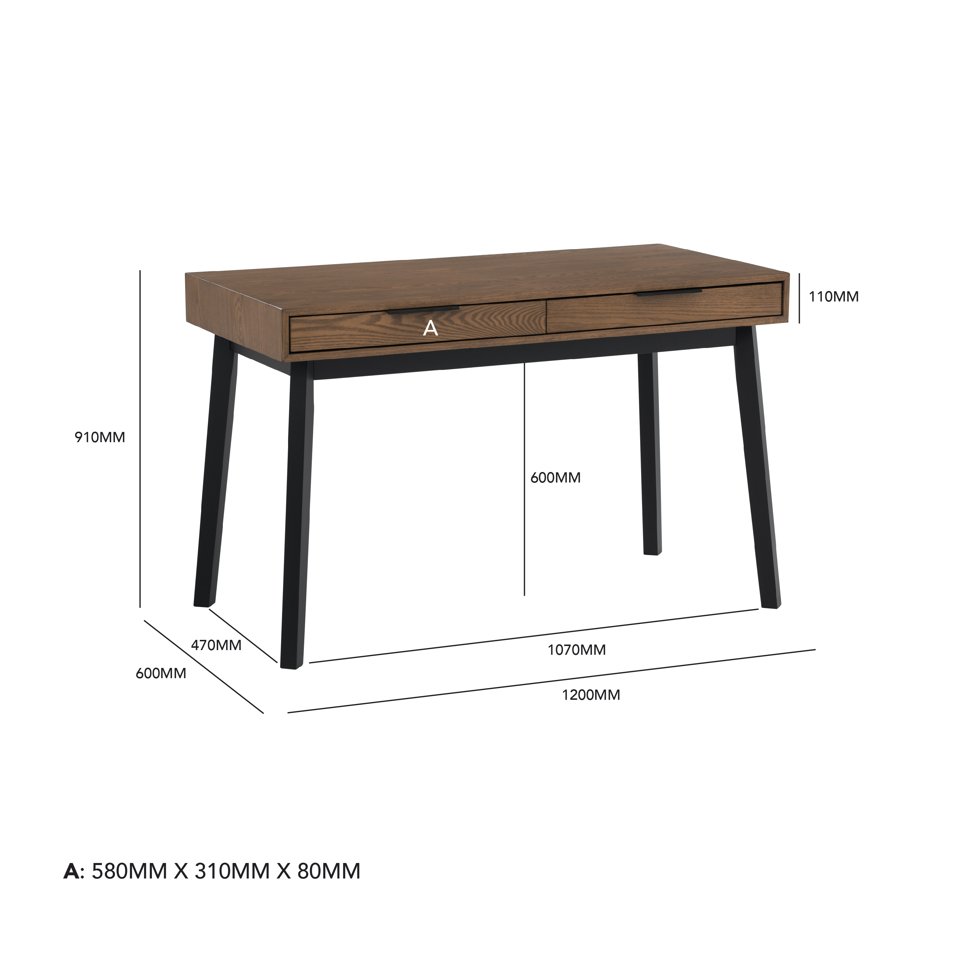 Malton Study Table 1.2m - Walnut, HV Modern Study Tables & Office ...