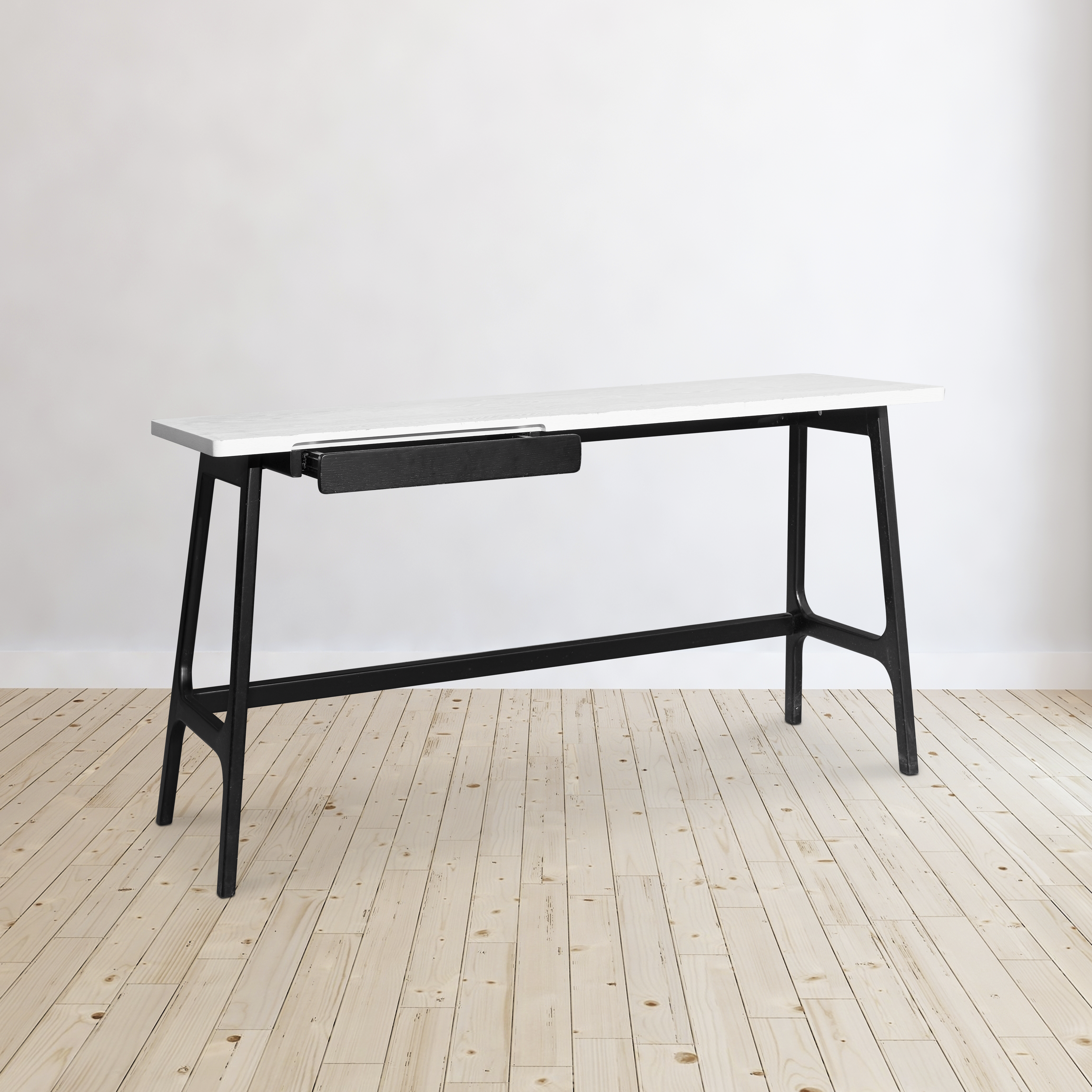 Morey Study Table 1.4m - Black, White, Black Ash, Morey by HipVan | HipVan