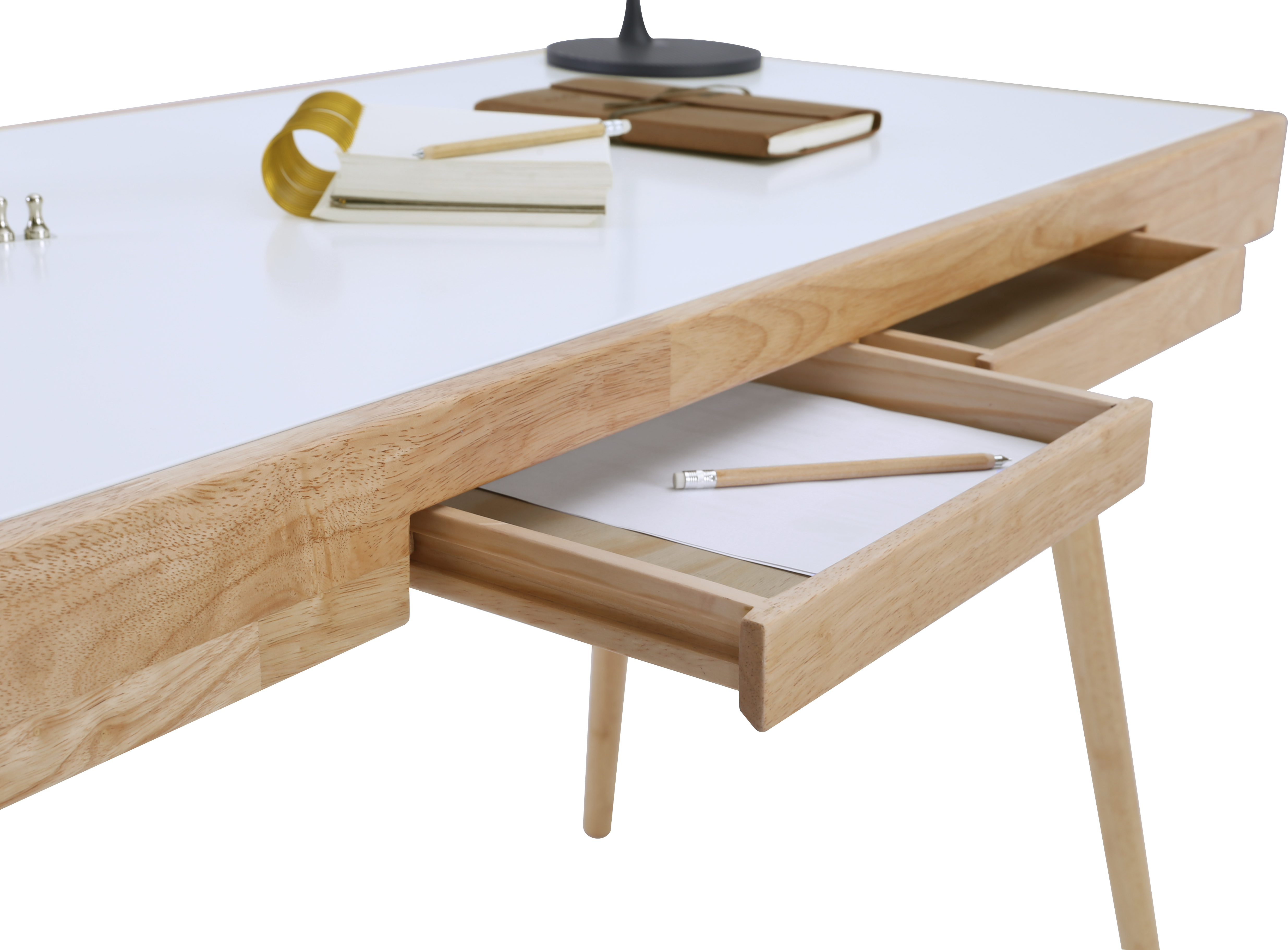Reth Study Table 1.2m - White, Natural, HV Modern Study Tables & Office ...