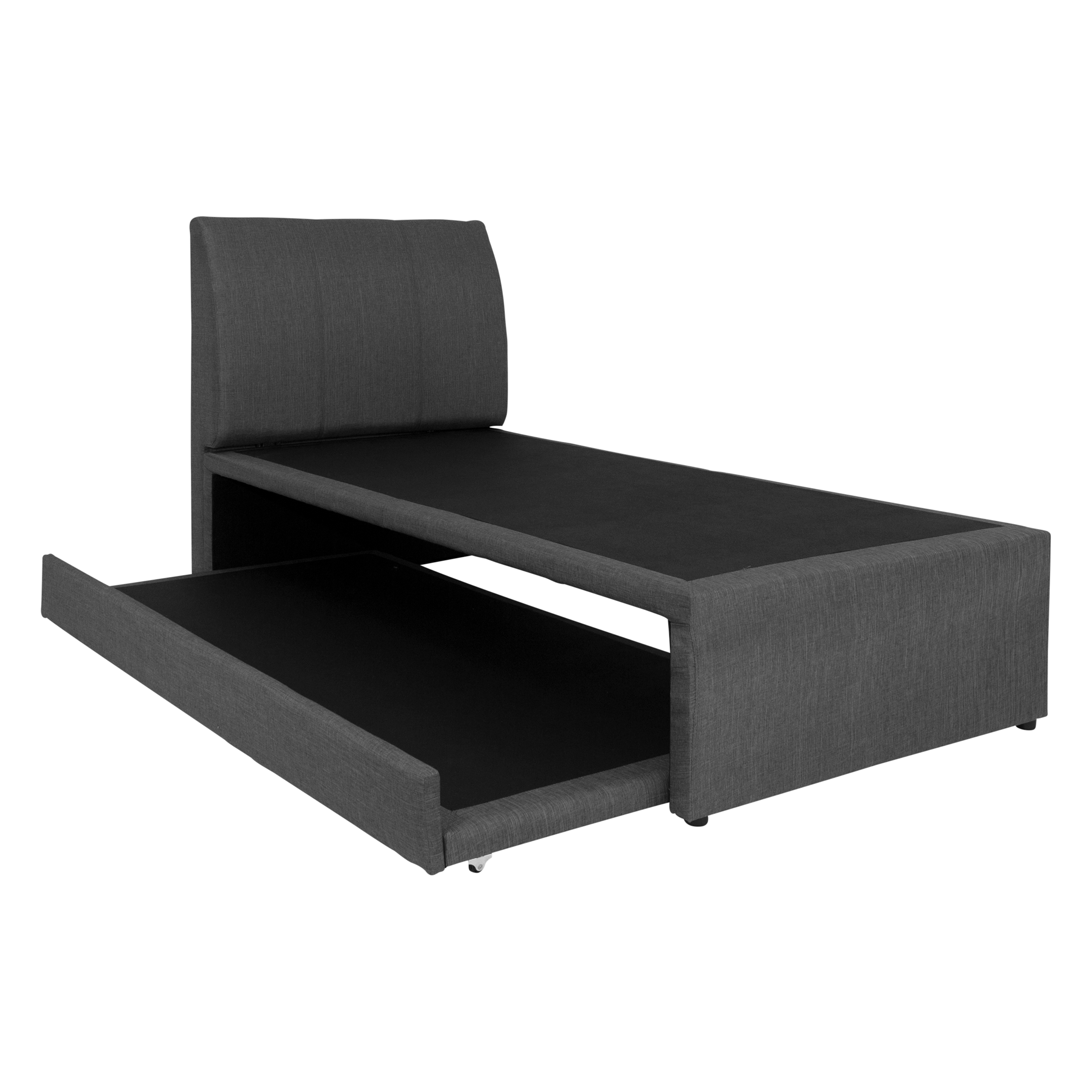 ESSENTIALS Single Trundle Bed - Smoke (Fabric), ESSENTIALS Beds by ...