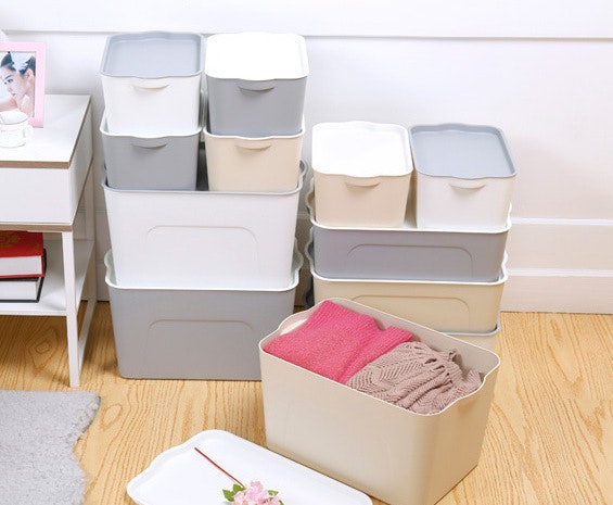 Clayton 8L White Storage Box with Grey Lid, Storage Essentials by ...