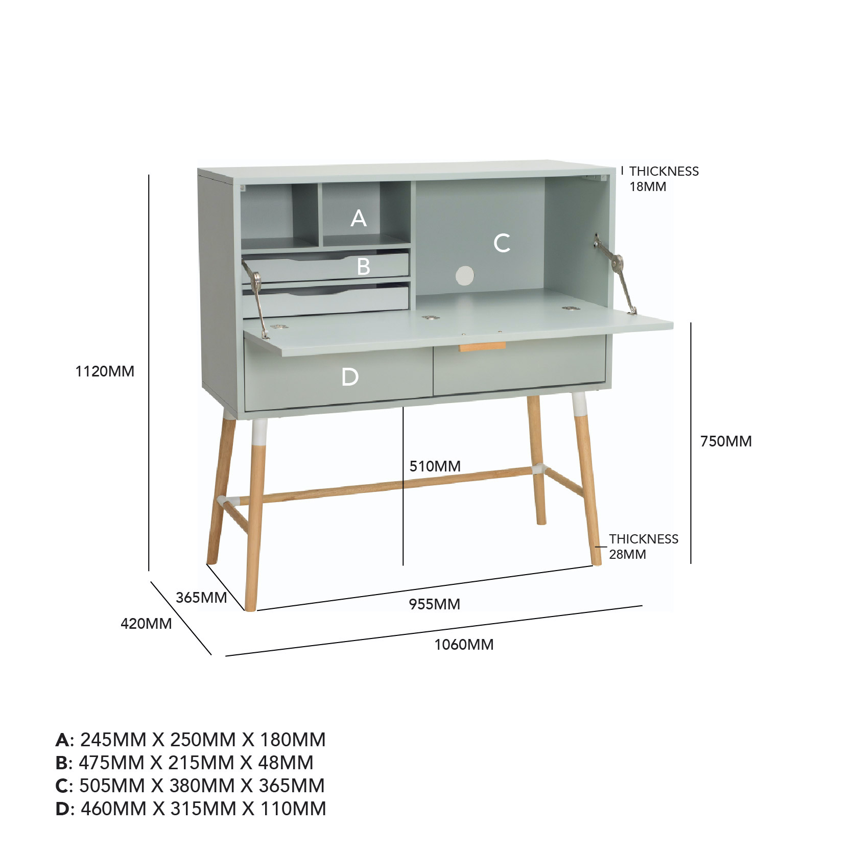 Arod Study Table 1m - White Grey, HV Modern Study Tables & Office ...