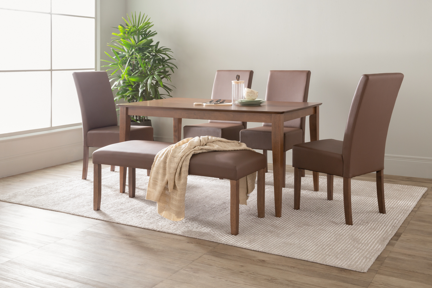 Adriel Dining Table 1.5m - Cocoa, Walnut Dining Tables by HipVan | HipVan