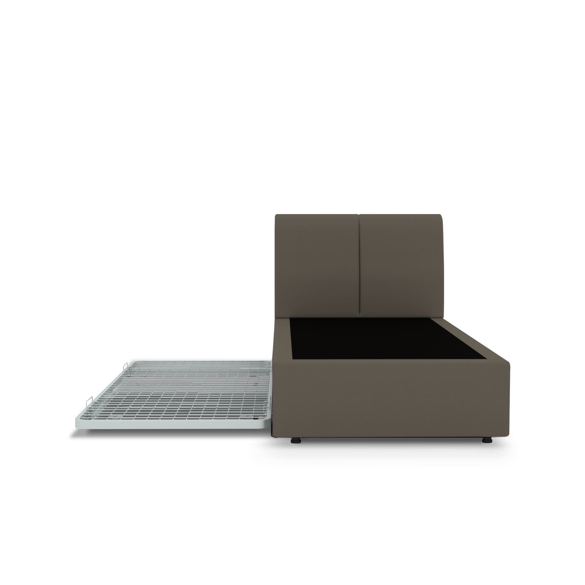 Excel Super Single Trundle Bed - Dark Taupe (Faux Leather), HV Atelier ...