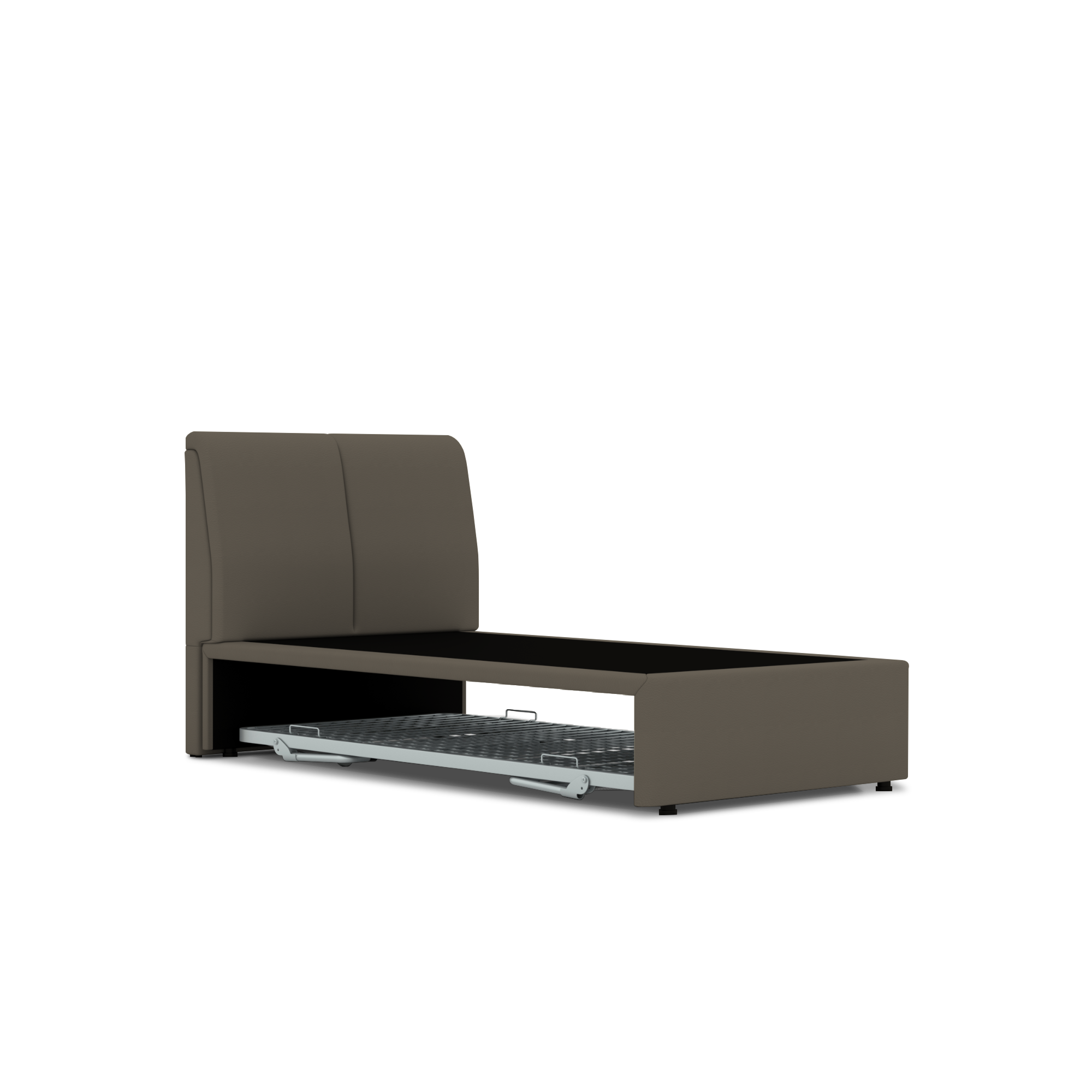 Excel Super Single Trundle Bed - Dark Taupe (Faux Leather), HV Atelier ...