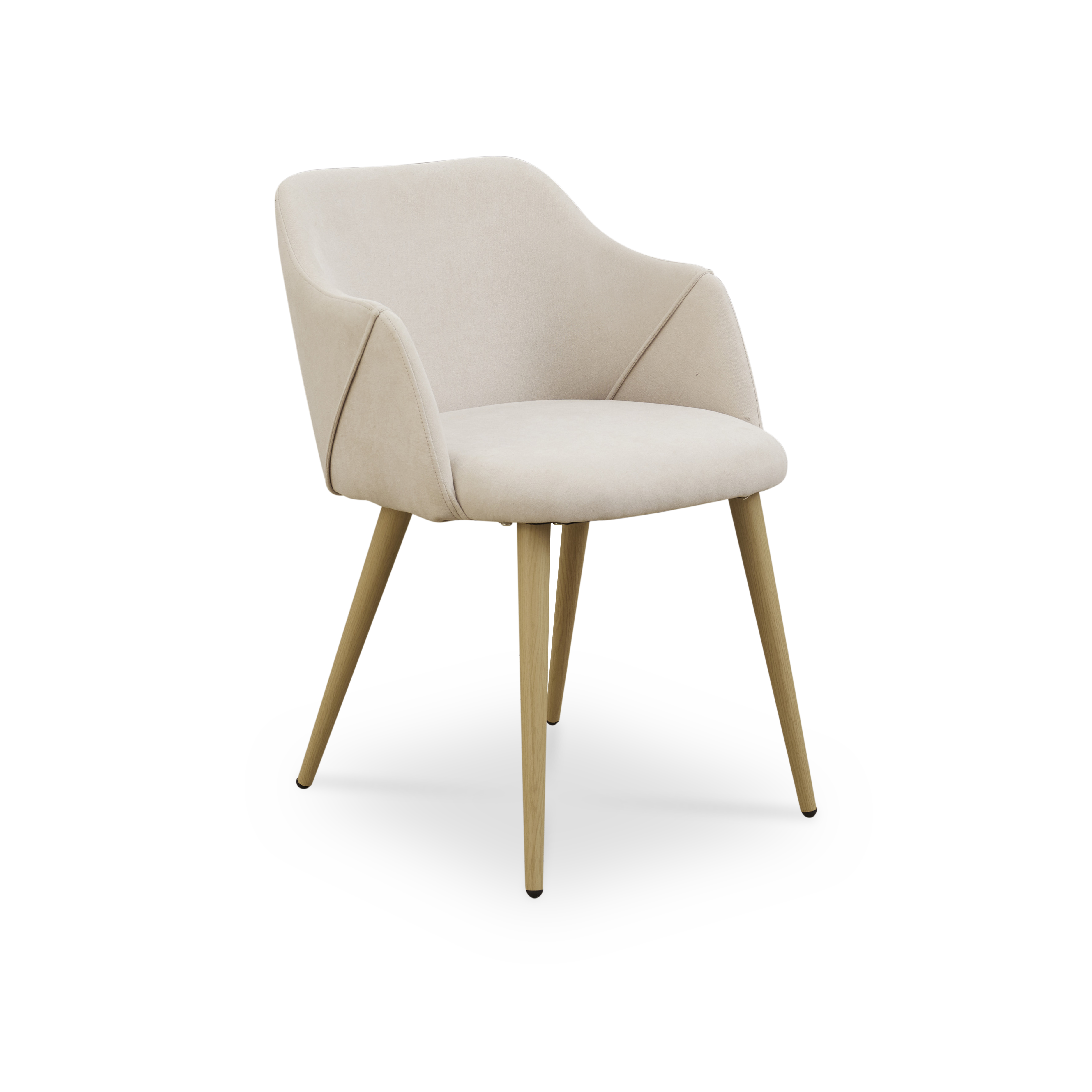 Lydia Dining Armchair - Oak, Wheat Beige (Fabric), HV Basic Dining ...