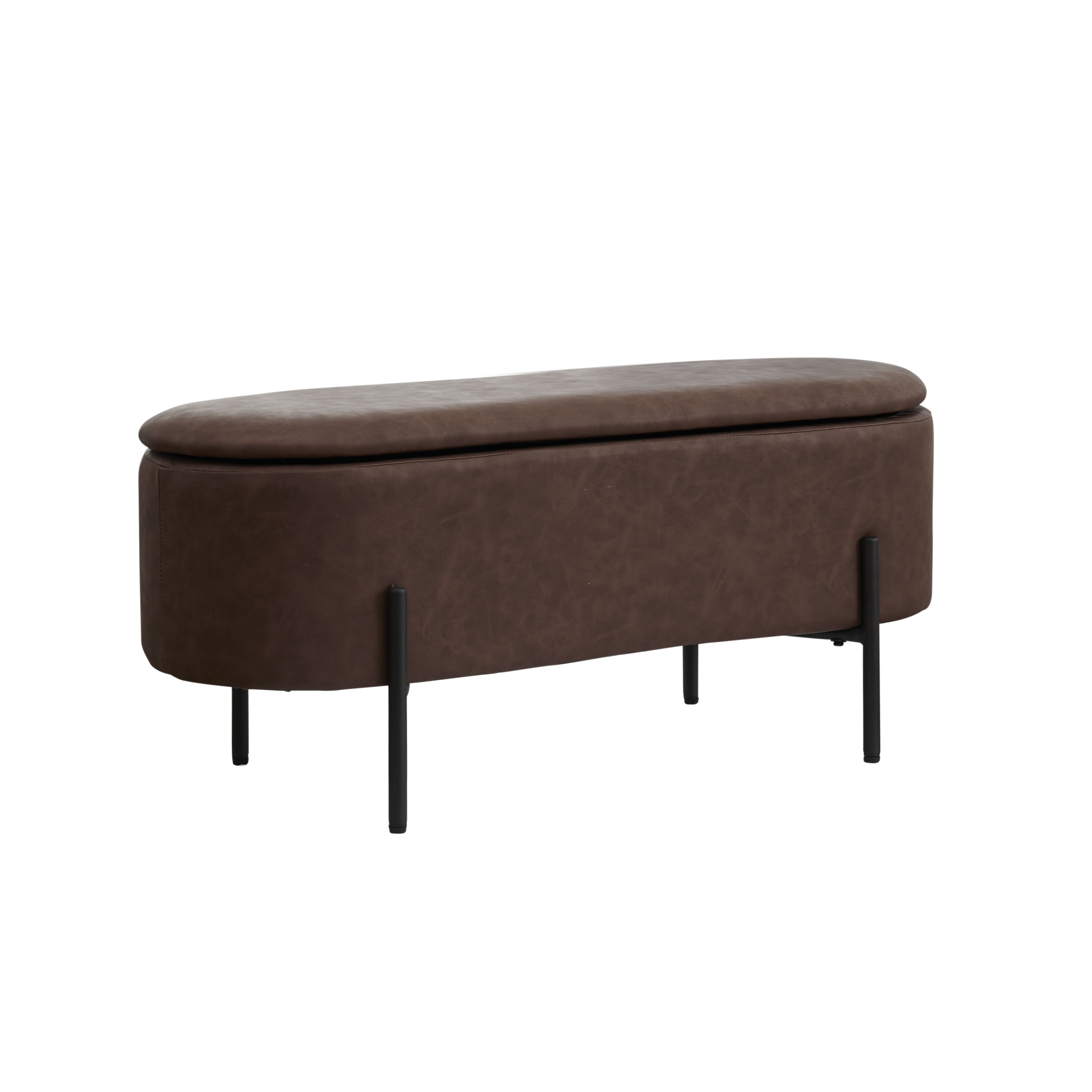 Hilary Storage Bench 0.9m - Saddle Brown (Faux Leather), Dining Chairs ...