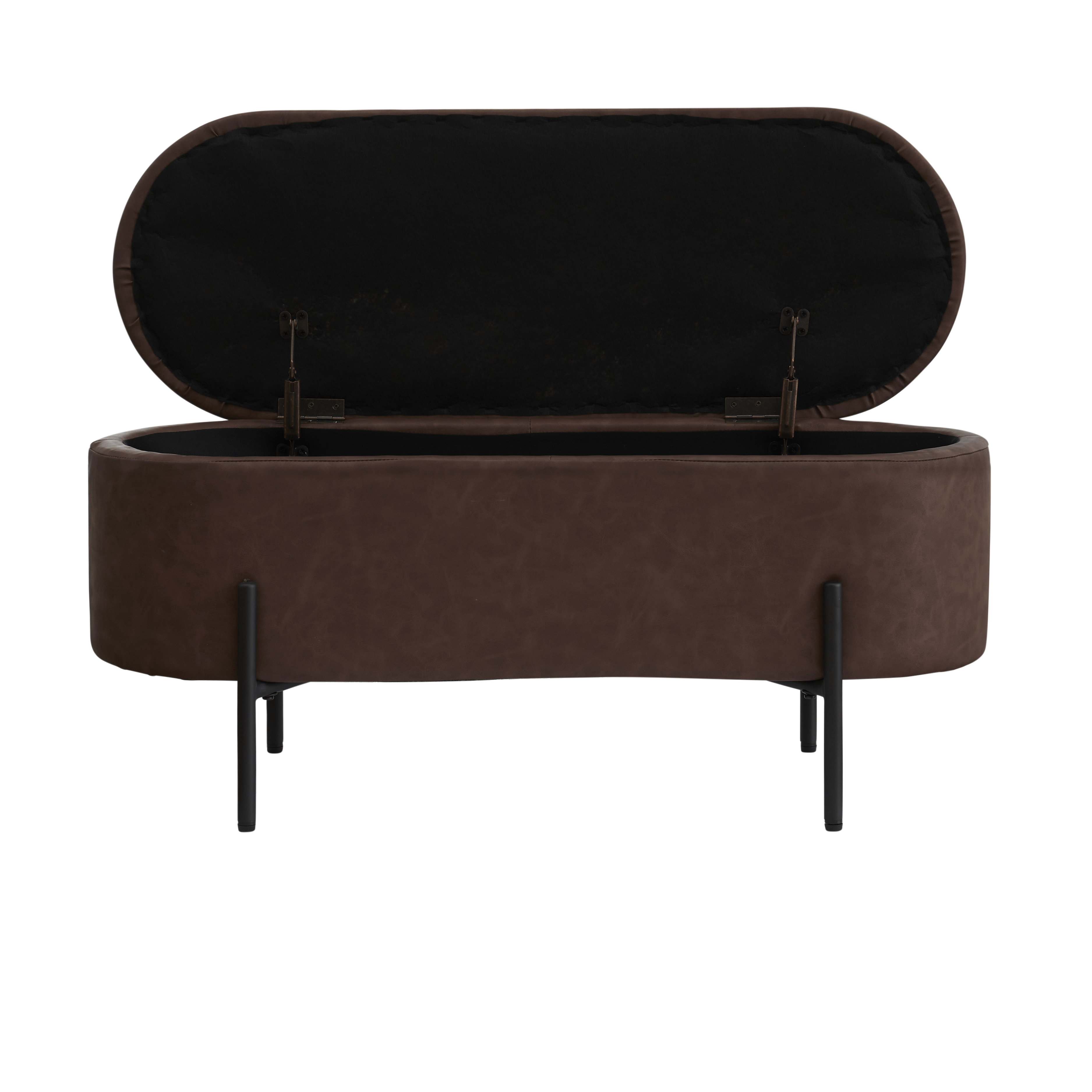 Hilary Storage Bench 0.9m - Saddle Brown (Faux Leather), Dining Chairs ...