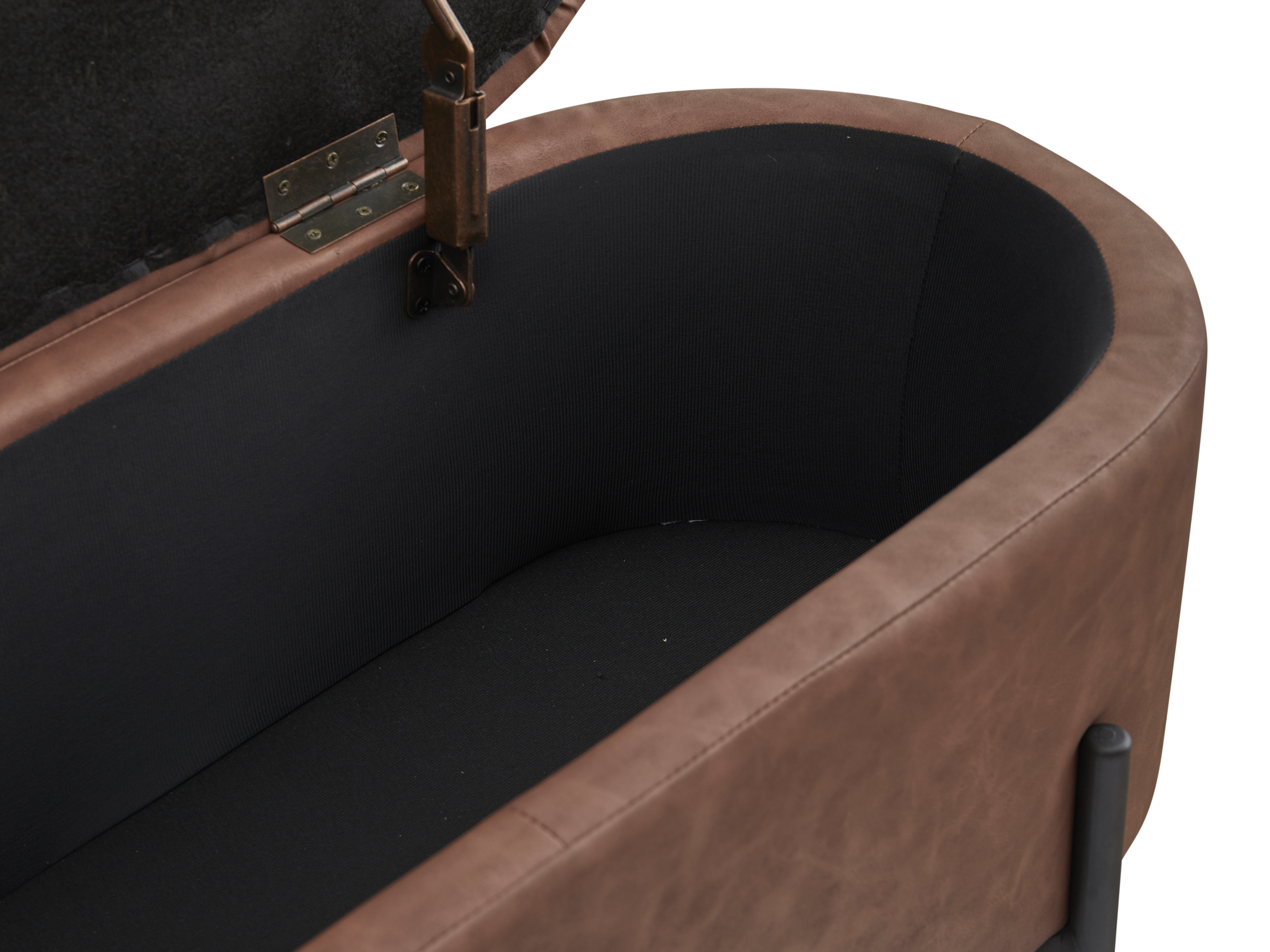 Hilary Storage Bench 0.9m - Saddle Brown (Faux Leather), Dining Chairs ...