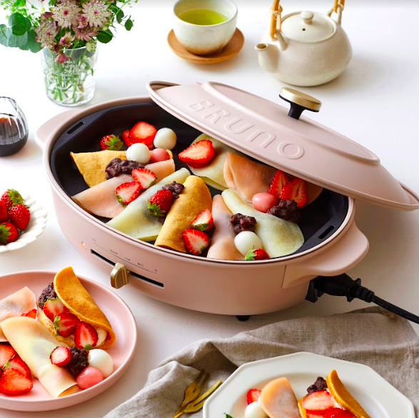 BRUNO Exclusive Bundle - Rose Milk Tea Oval Hotplate + Steamer Rack ...