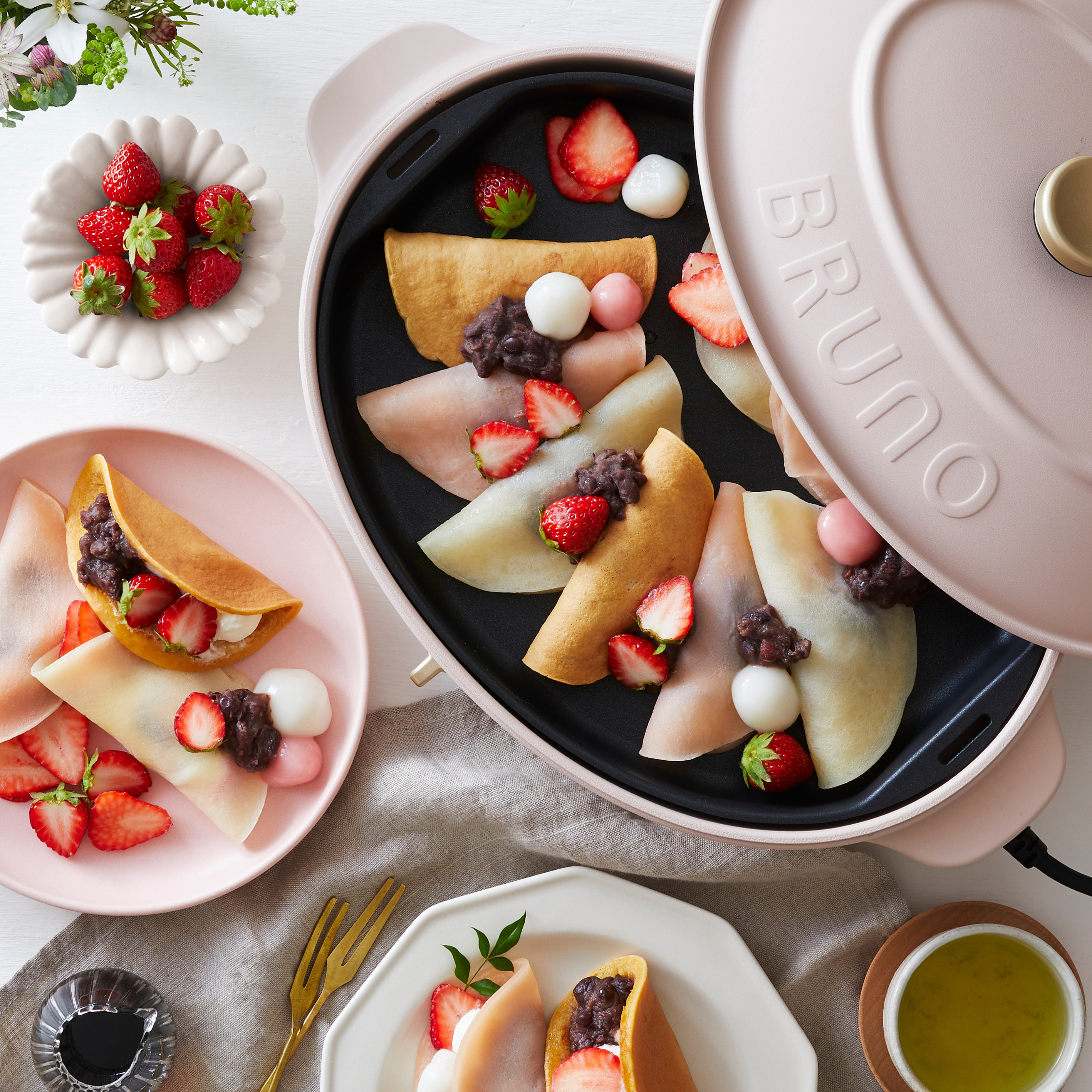 BRUNO Exclusive Bundle - Rose Milk Tea Oval Hotplate + Steamer Rack ...