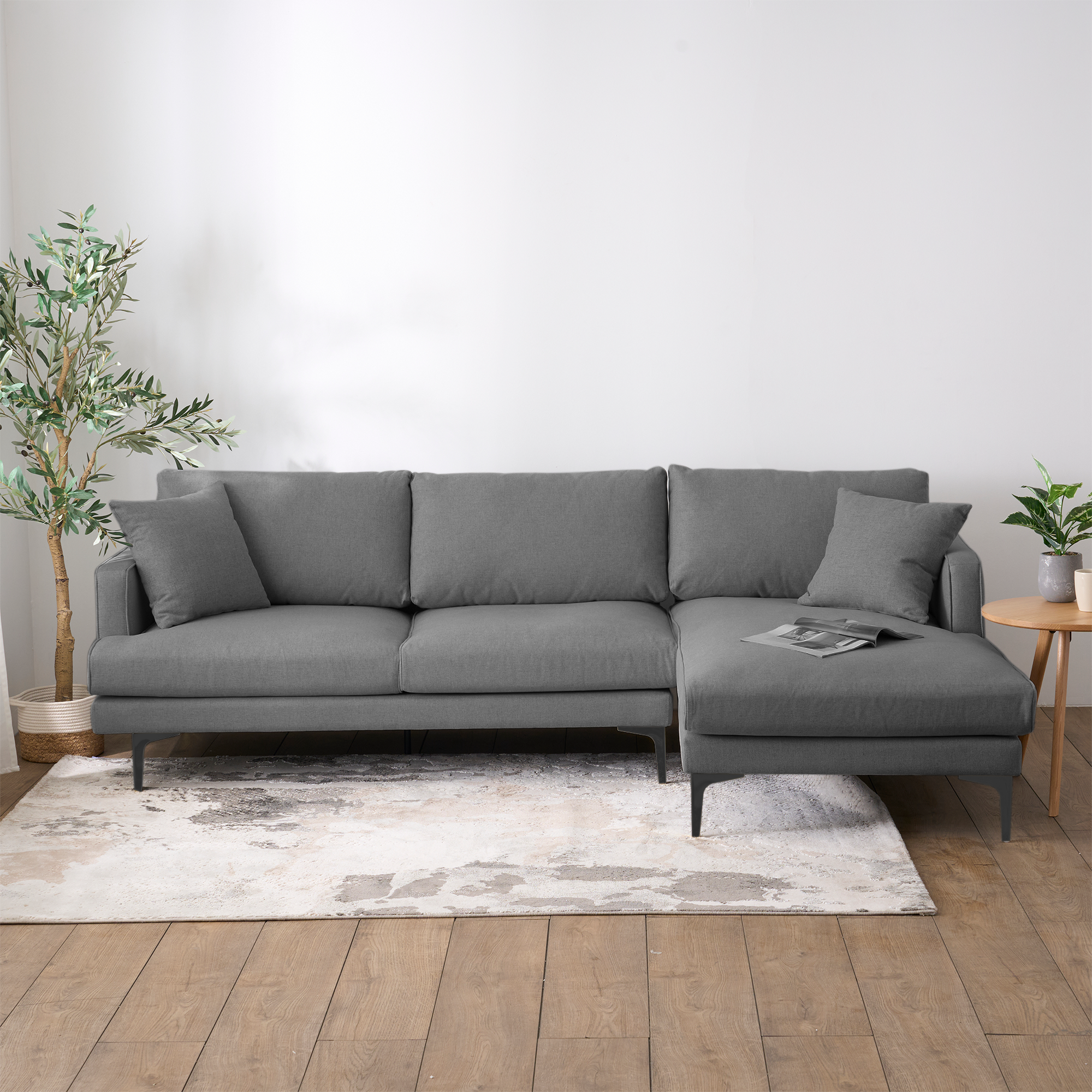 Declan L-Shaped Sofa - Black, Charcoal Grey, Declan by HipVan | HipVan