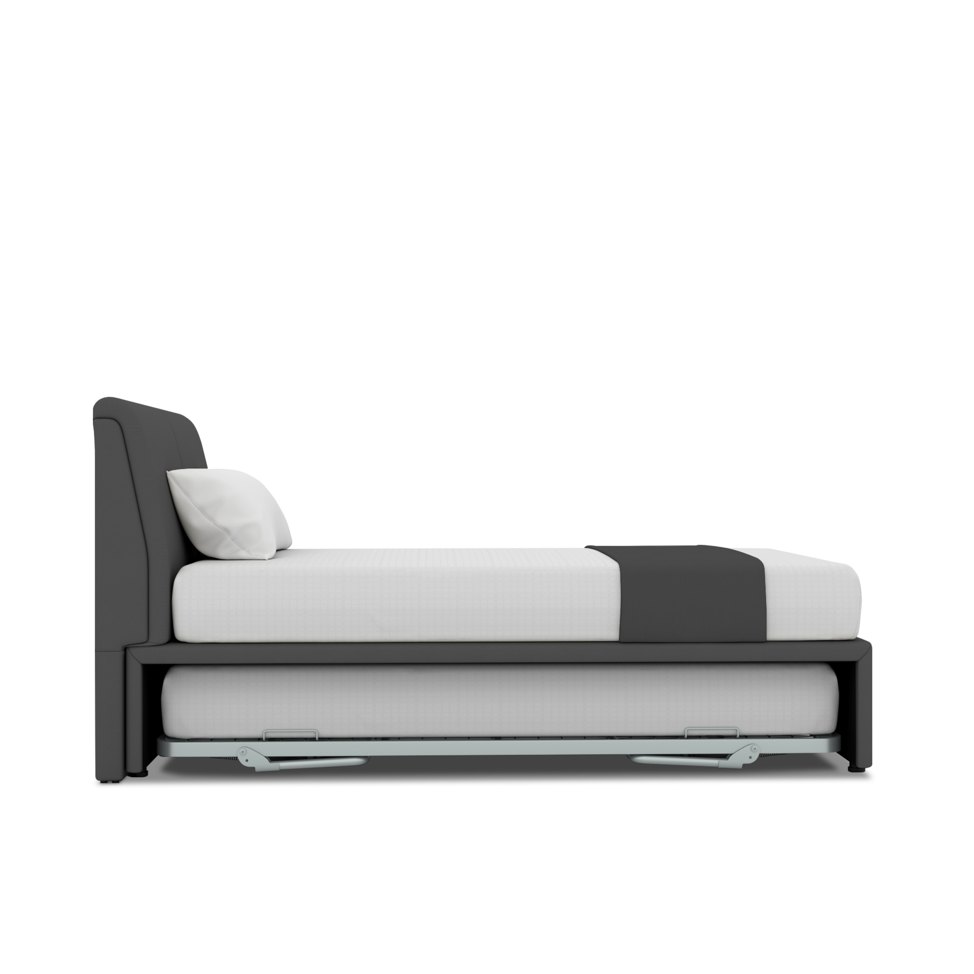 Excel Super Single Trundle Bed - Dark Grey (Faux Leather), HV Atelier ...