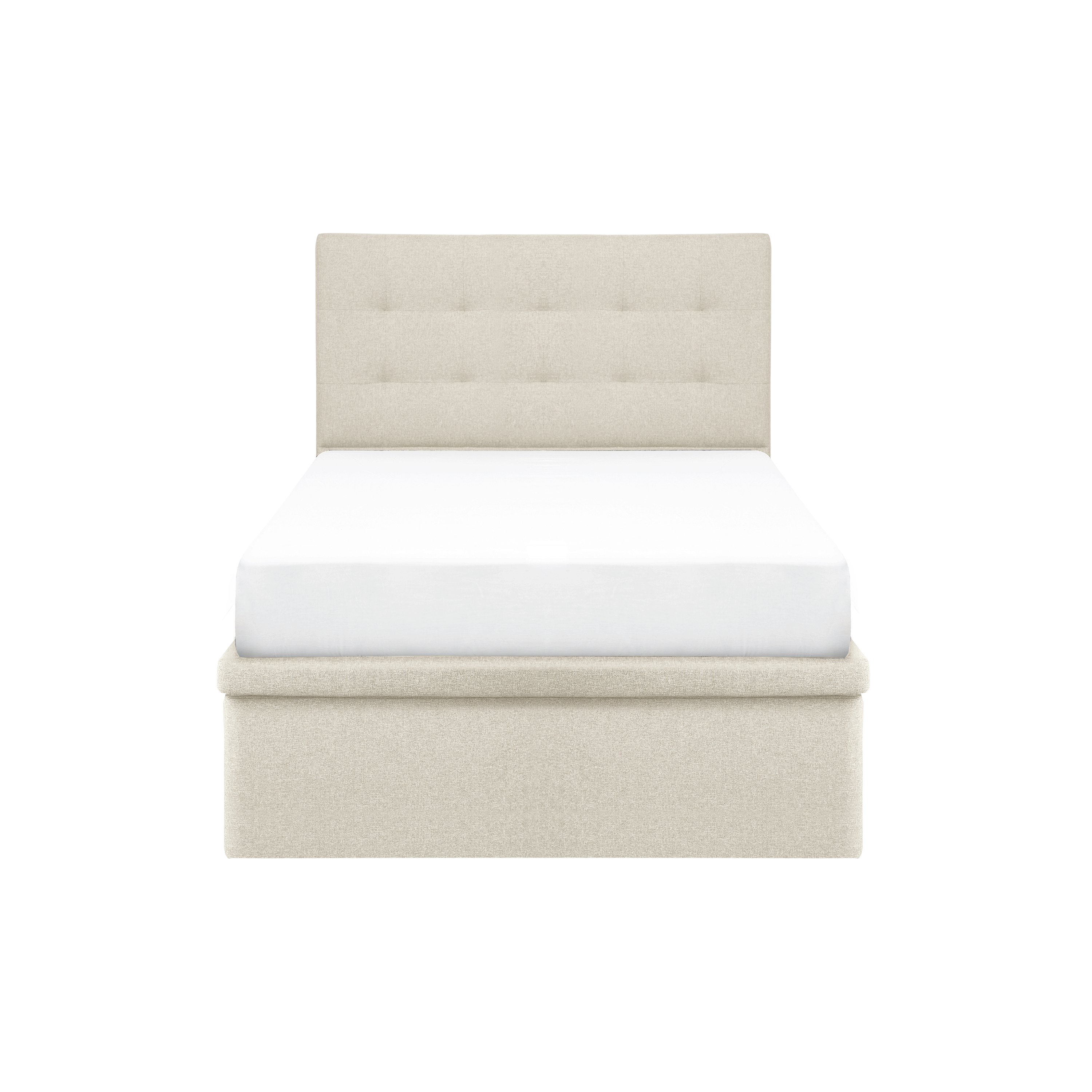 ESSENTIALS Super Single Headboard Storage Bed - Oat (Eco Clean Fabric ...