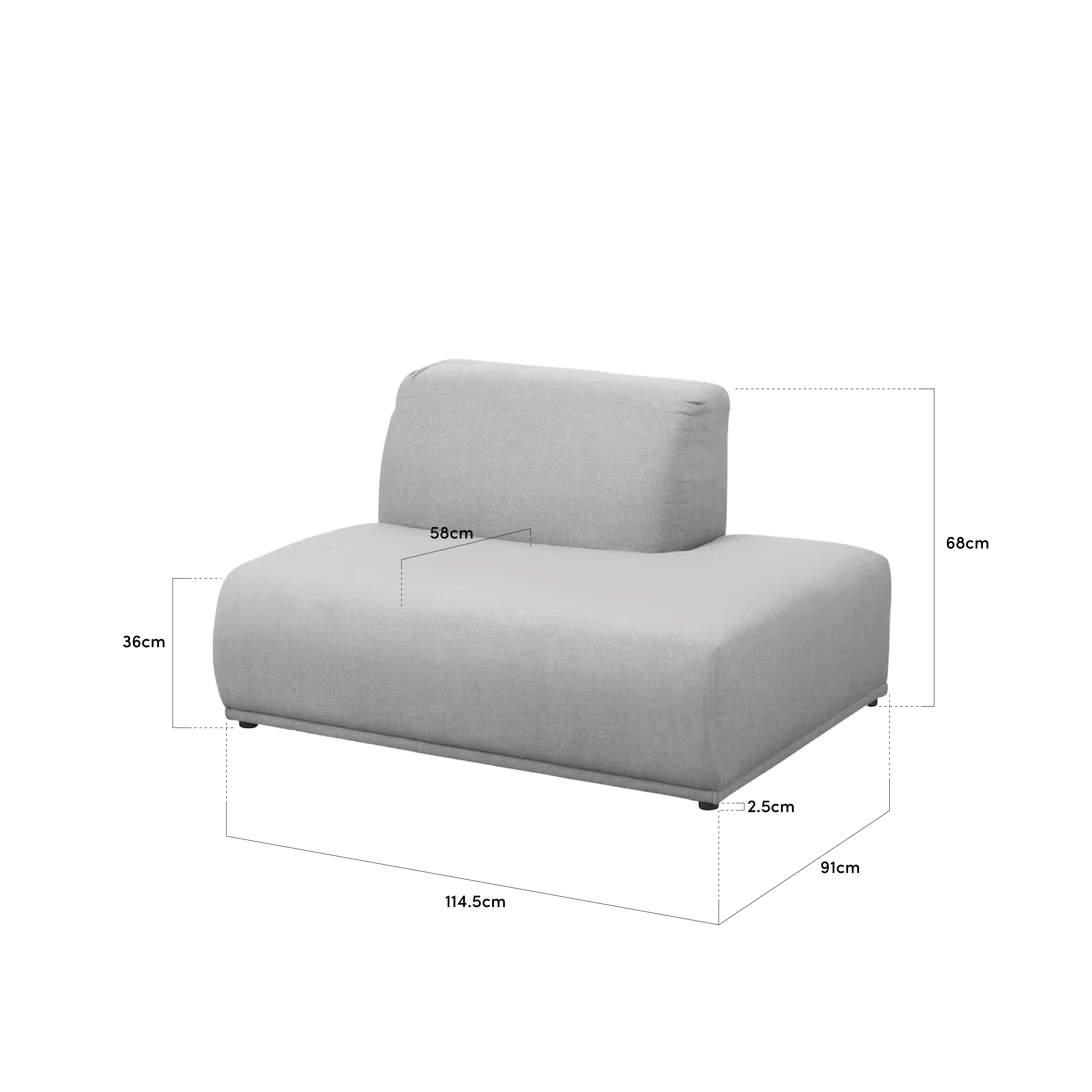 Milan Duo Extended Sofa - Slate (Fabric), HV Atelier Sofas & Lounge ...