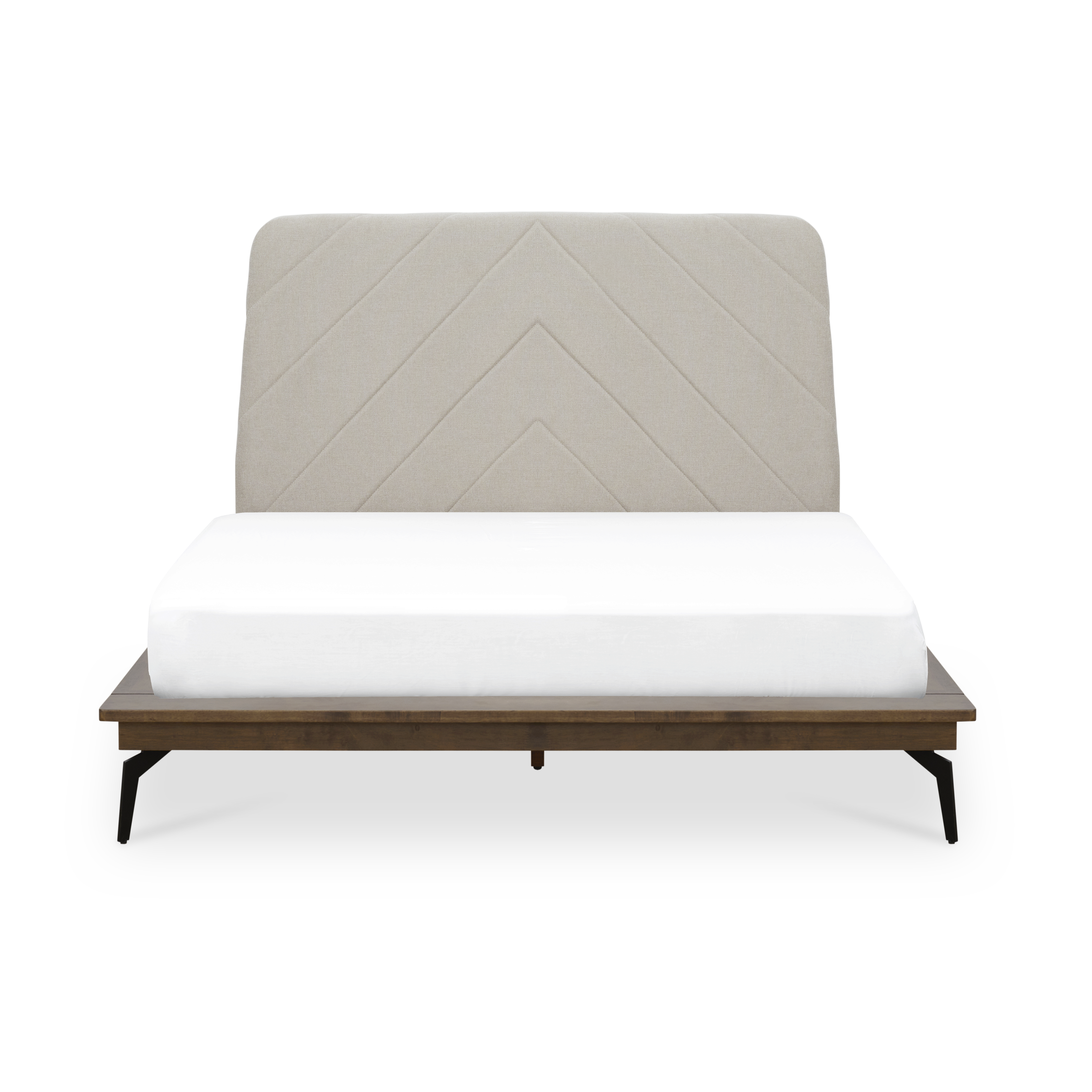Addison Queen Platform Bed - Walnut, Beige, Low Bed Frames by HipVan ...