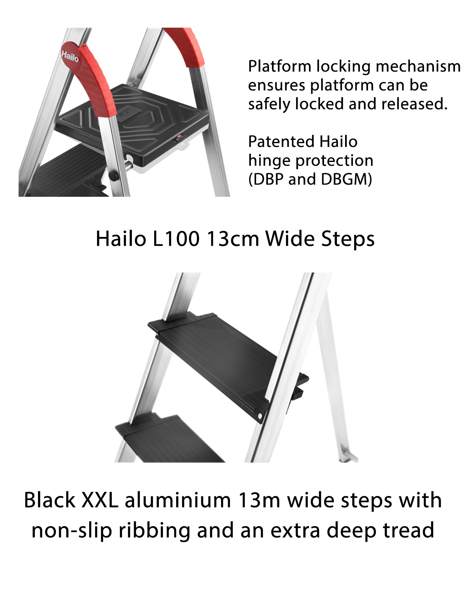 Hailo L100 Aluminium 8 Step Folding Ladder, Hailo | HipVan