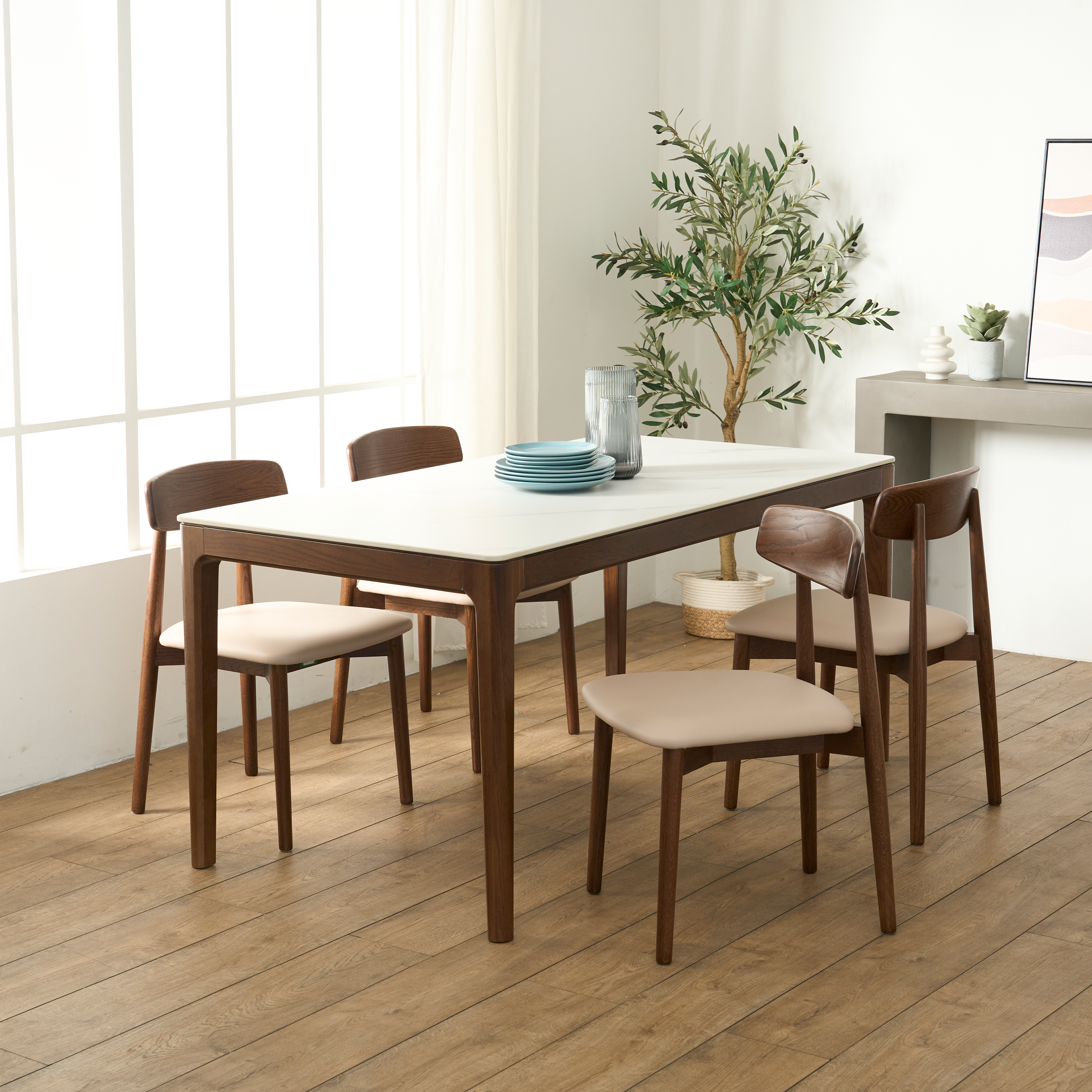 Solis Dining Chair - Walnut, Beige (Pet Friendly), Solid Wood Dining Tables, Benches & Chairs by ...