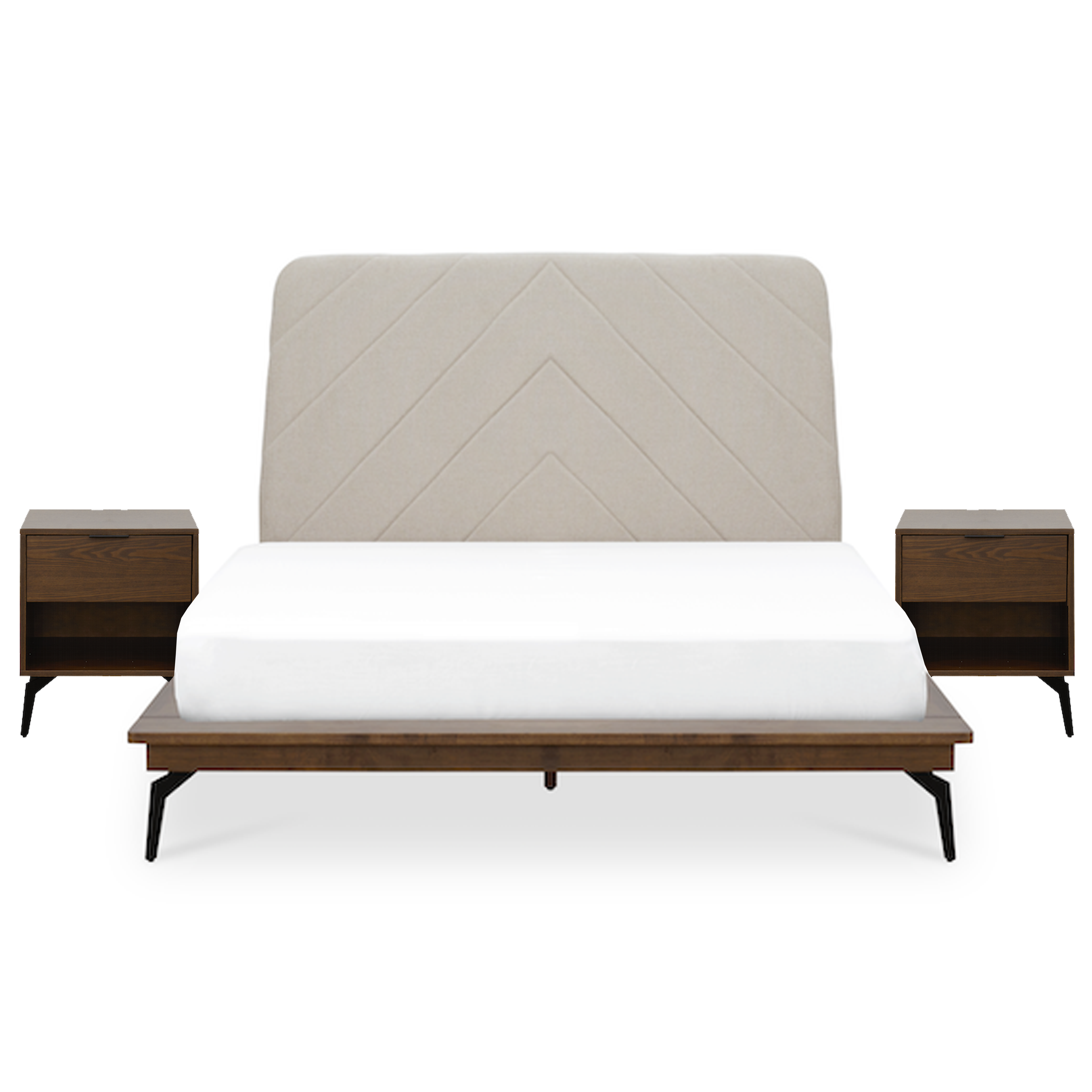 Addison Queen Platform Bed - Walnut, Beige, HV Modern Beds & Bedroom ...