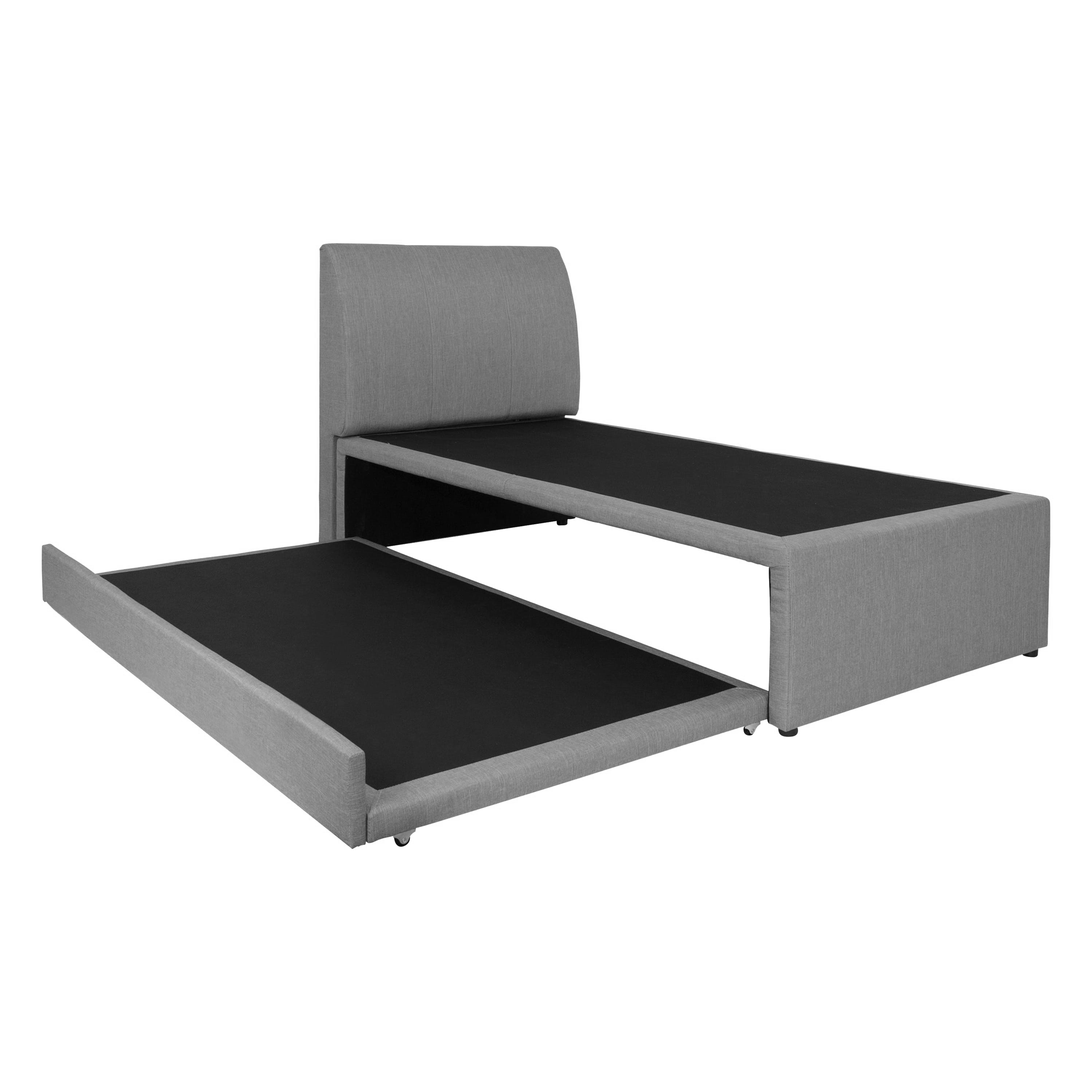 ESSENTIALS Super Single Trundle Bed - Grey (Fabric), ESSENTIALS Beds by ...