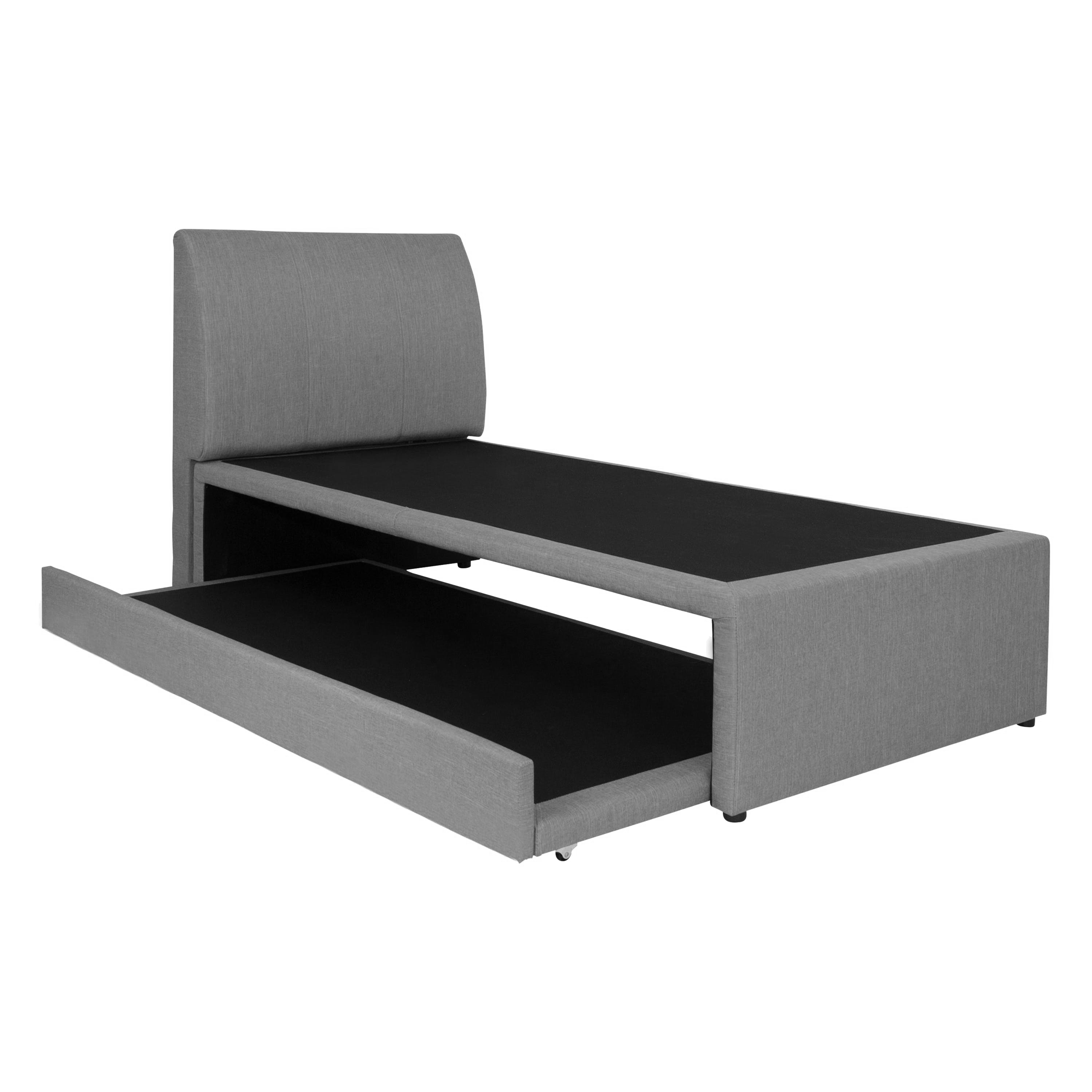 ESSENTIALS Super Single Trundle Bed - Grey (Fabric), ESSENTIALS Beds by ...