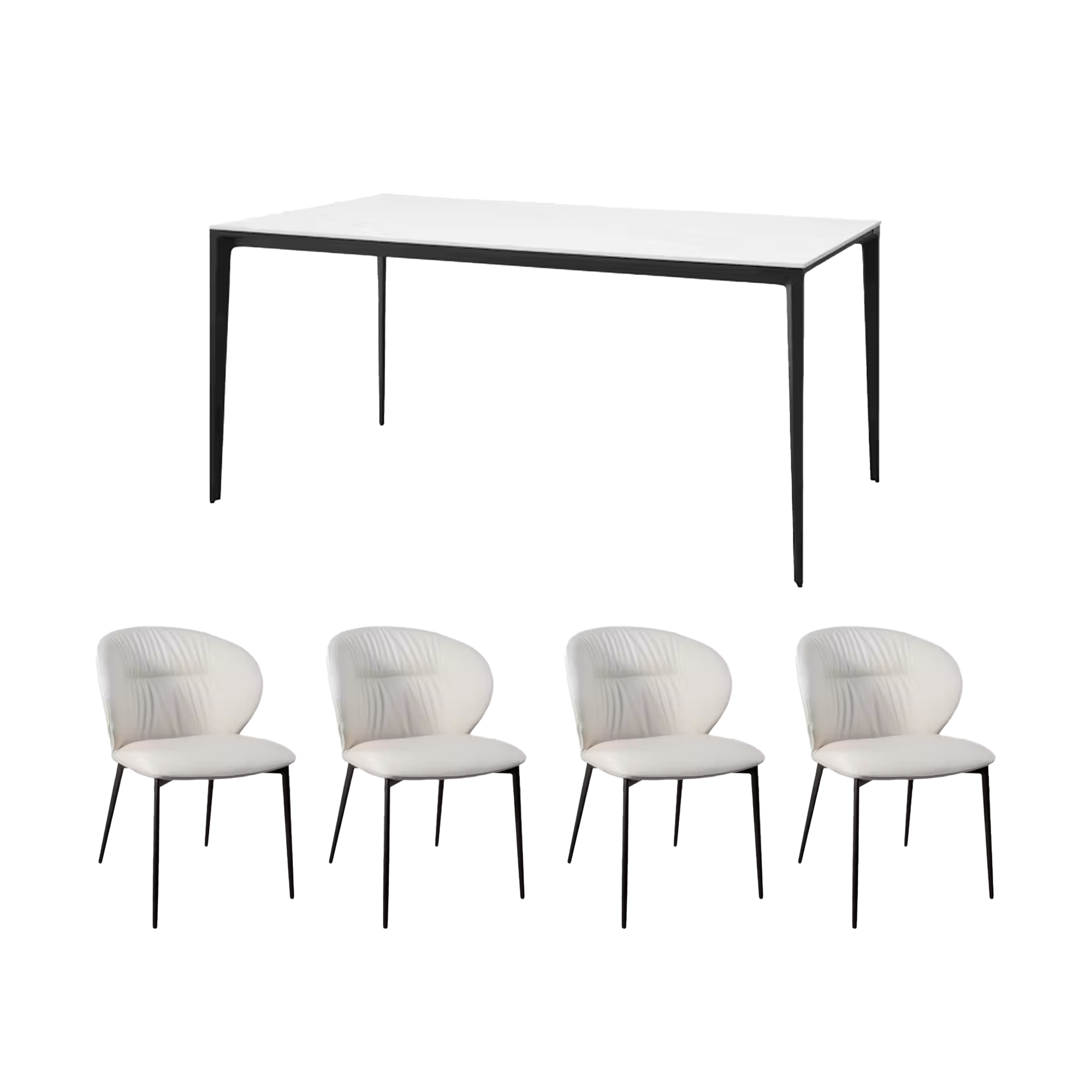 Edna Dining Table 1.8m in Marble White with 4 Lawson Dining Chairs in ...