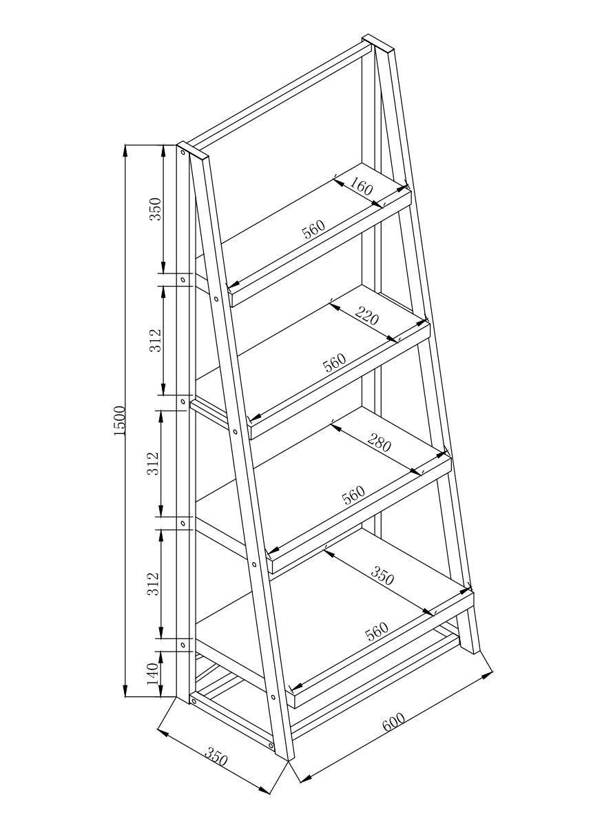 Luca Medium Shelf - White, Oak, HV Basic Storage & Accent Furniture ...