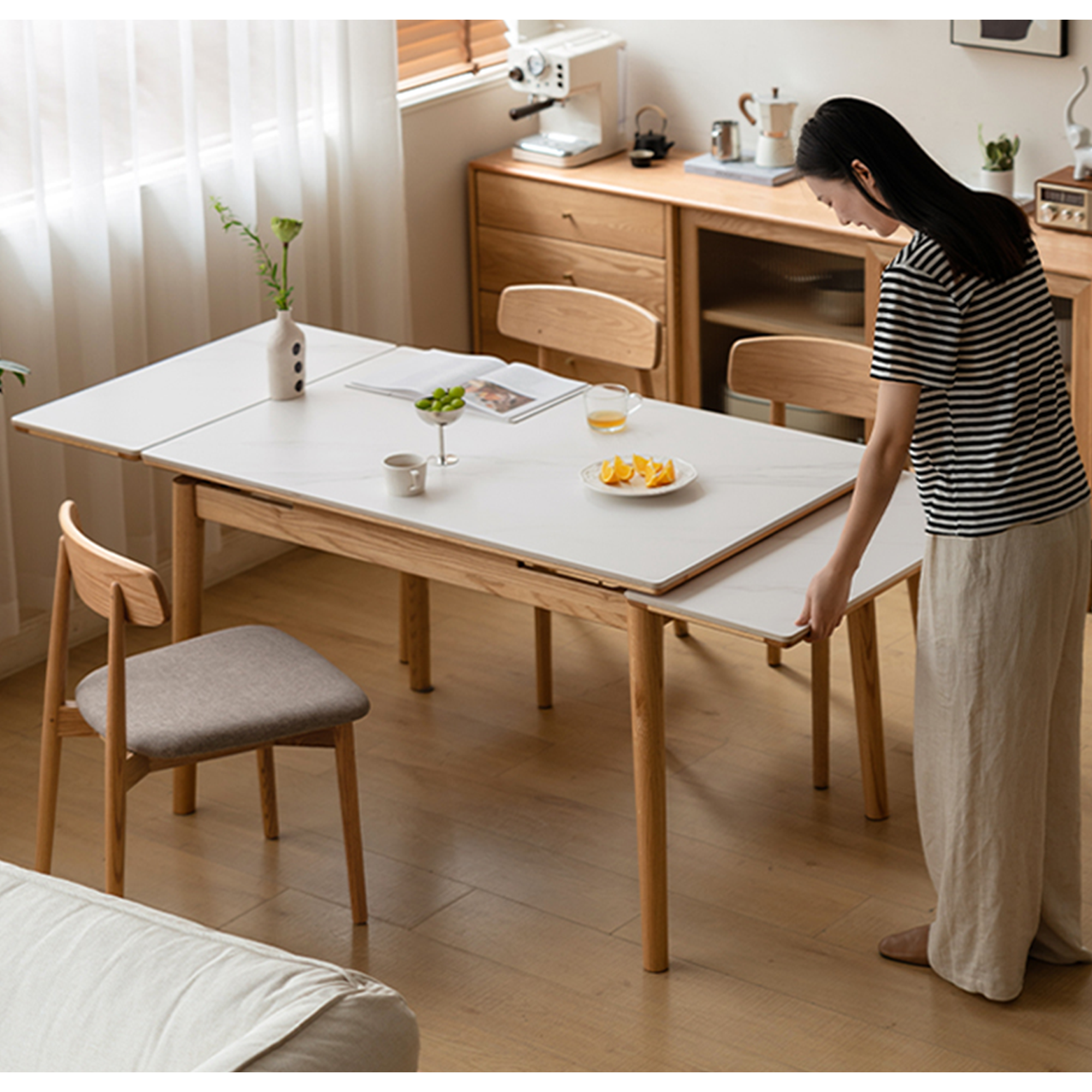 Fidela Extendable Dining Table 1.25-1.95m (Sintered Stone), Folding ...