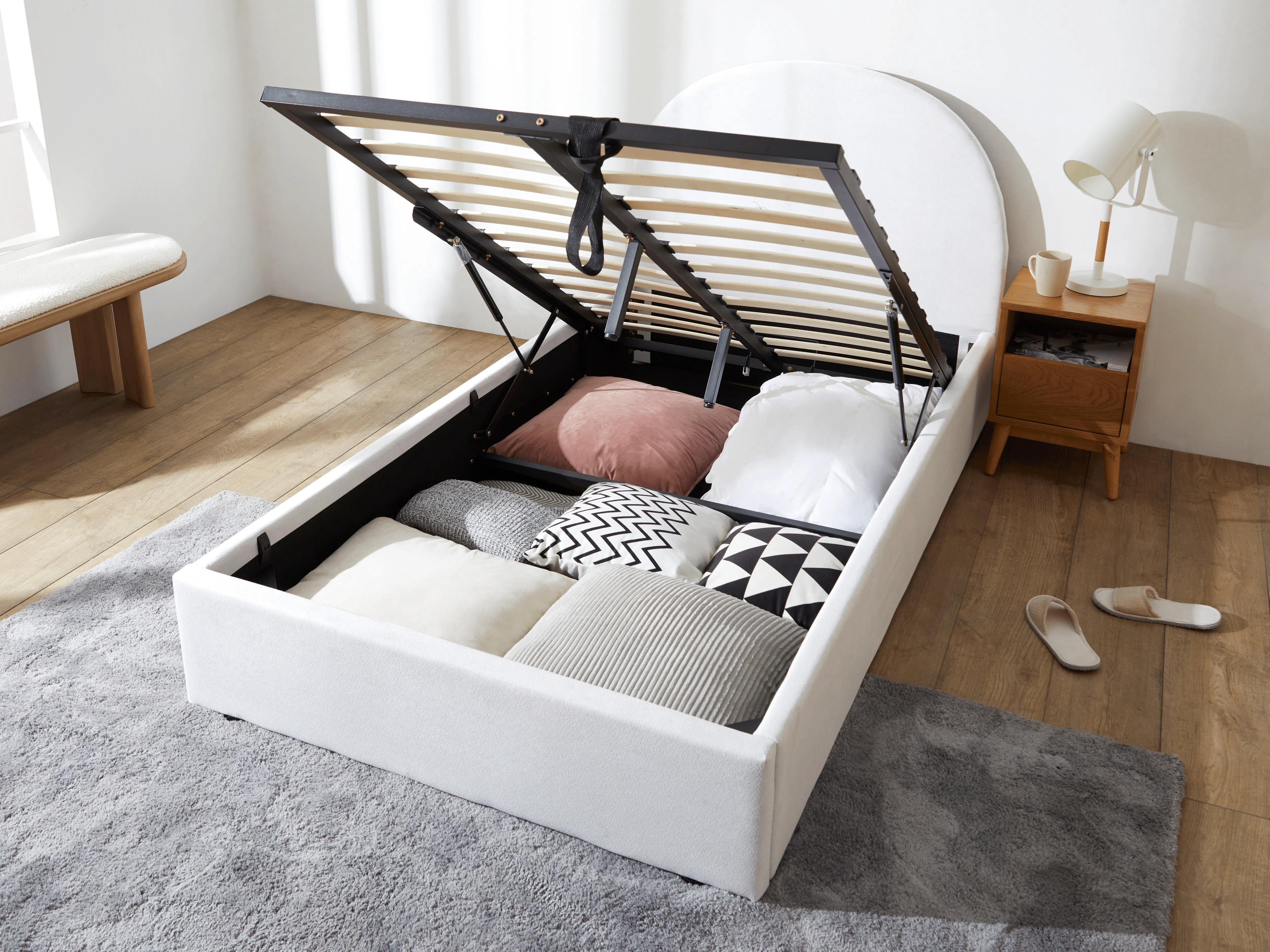 Aspen Super Single Storage Bed - Cloud White, HV Modern Beds & Bedroom ...