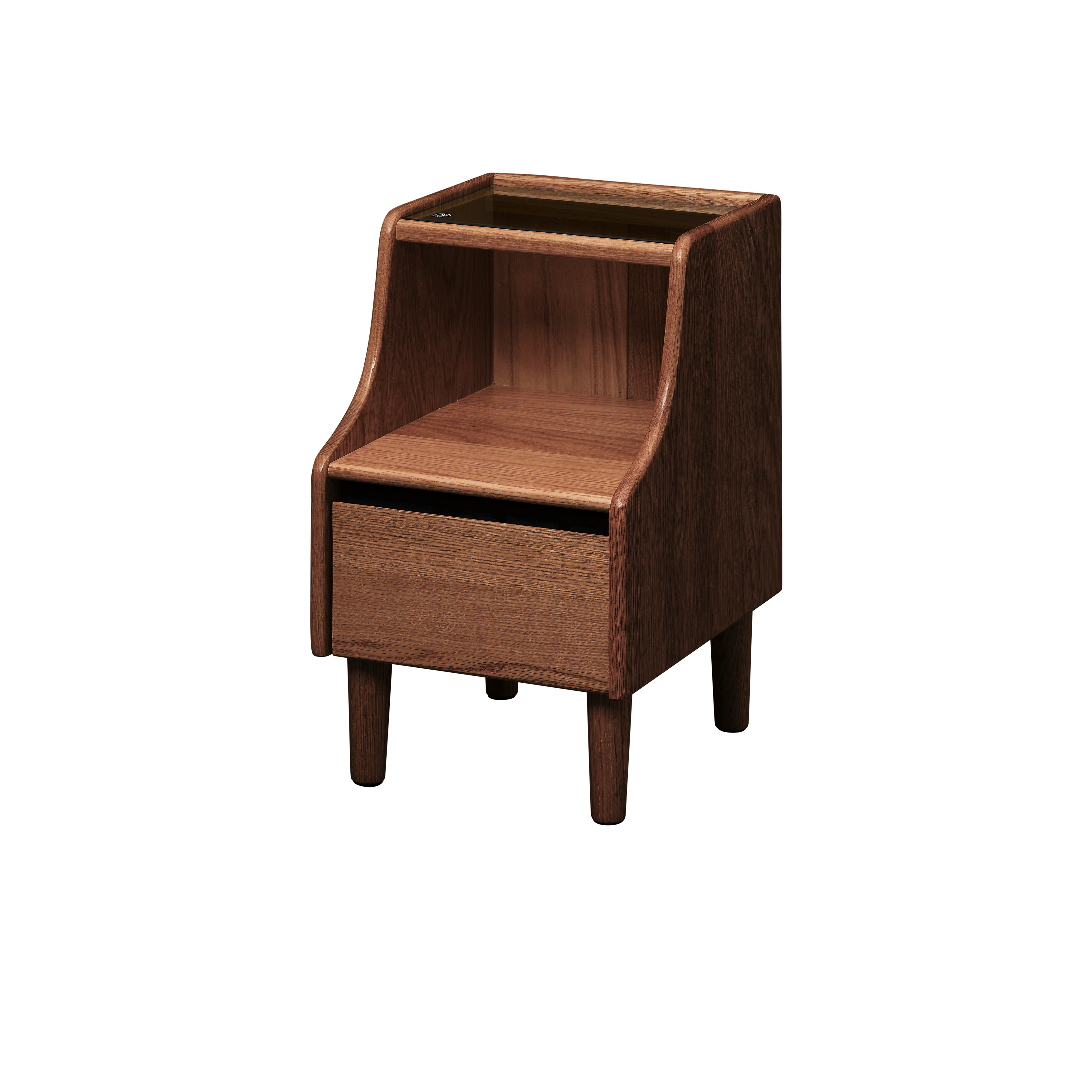 Lekka Narrow Bedside Table - Walnut, HV Modern Beds & Bedroom Storage ...