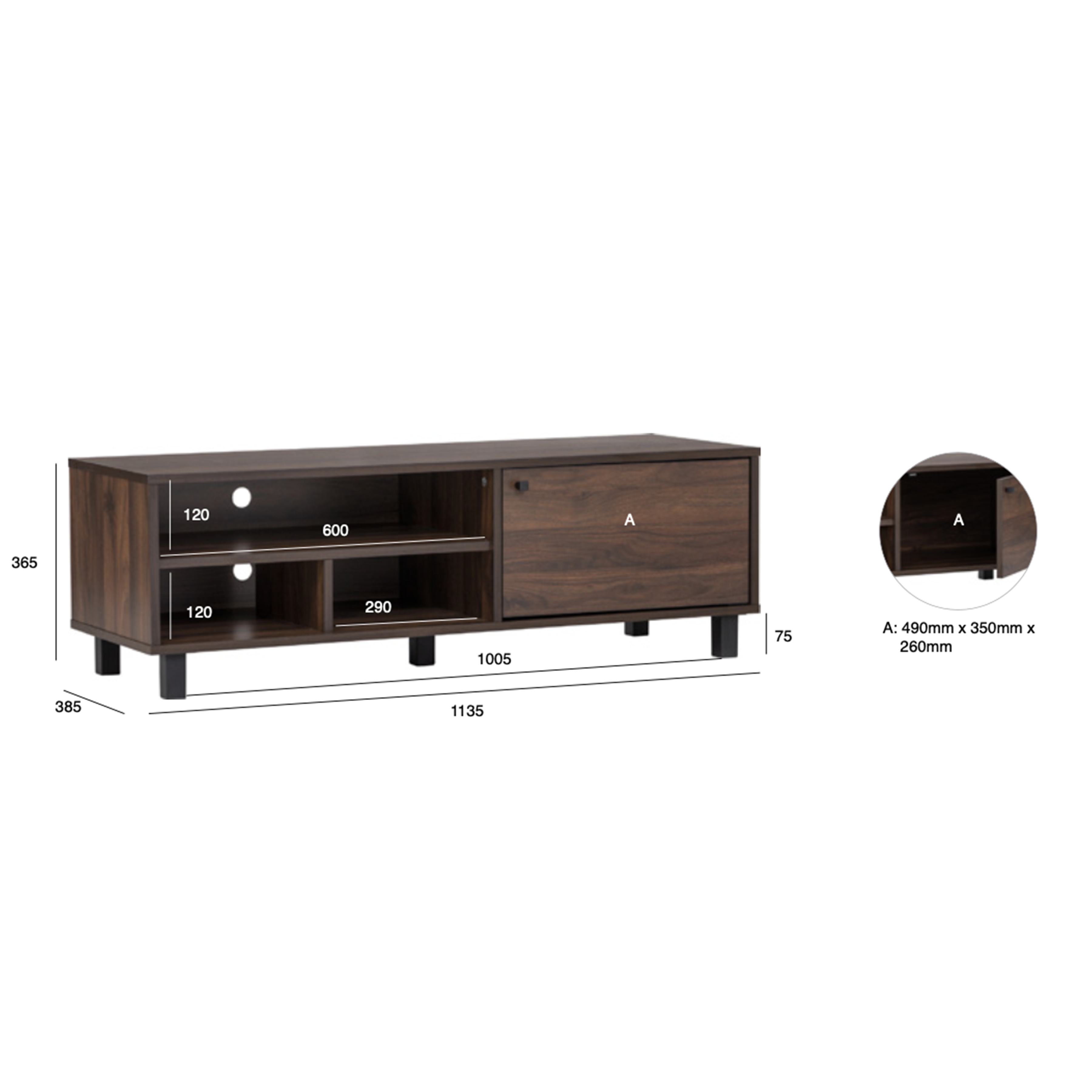 Ariane TV Console 1.1m, HV Basic Storage & Accent Furniture | HipVan