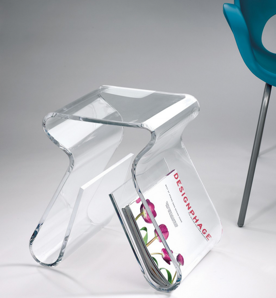 Magino Stool with Magazine Rack - Clear, Umbra Home Accents | HipVan