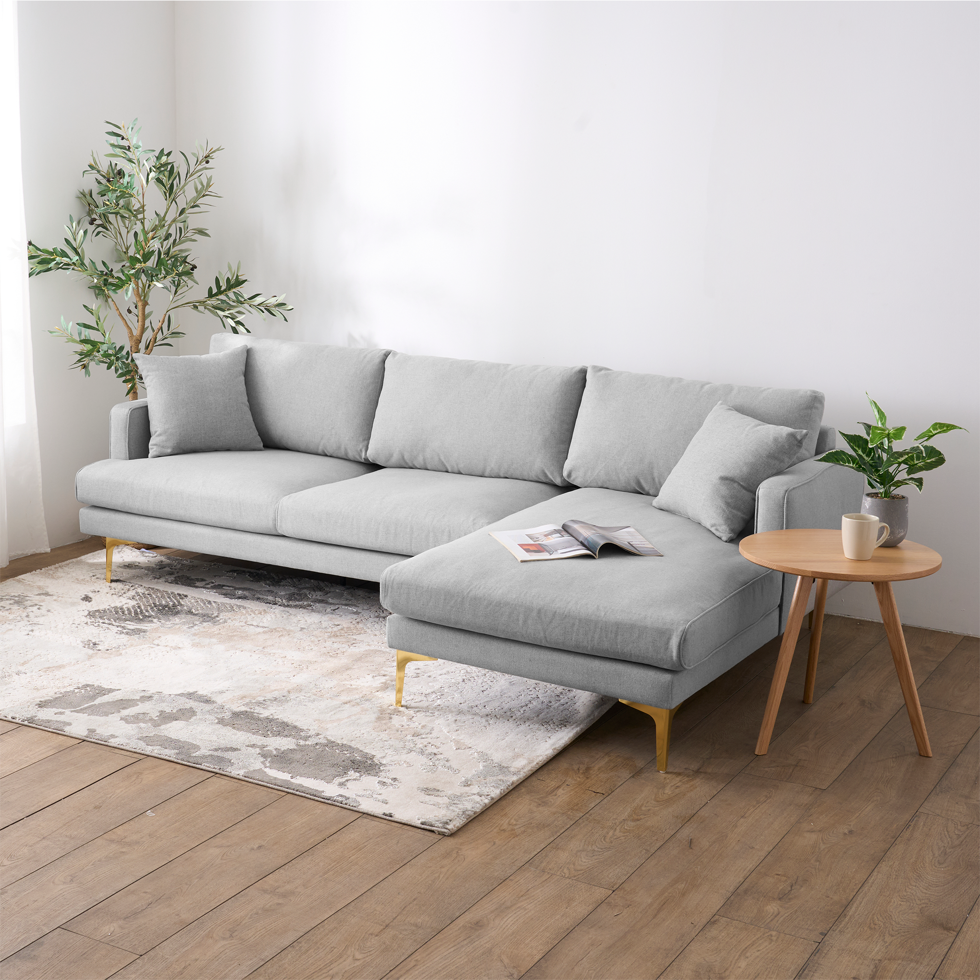 Declan L-Shaped Sofa - Brass, Slate, Declan by HipVan | HipVan