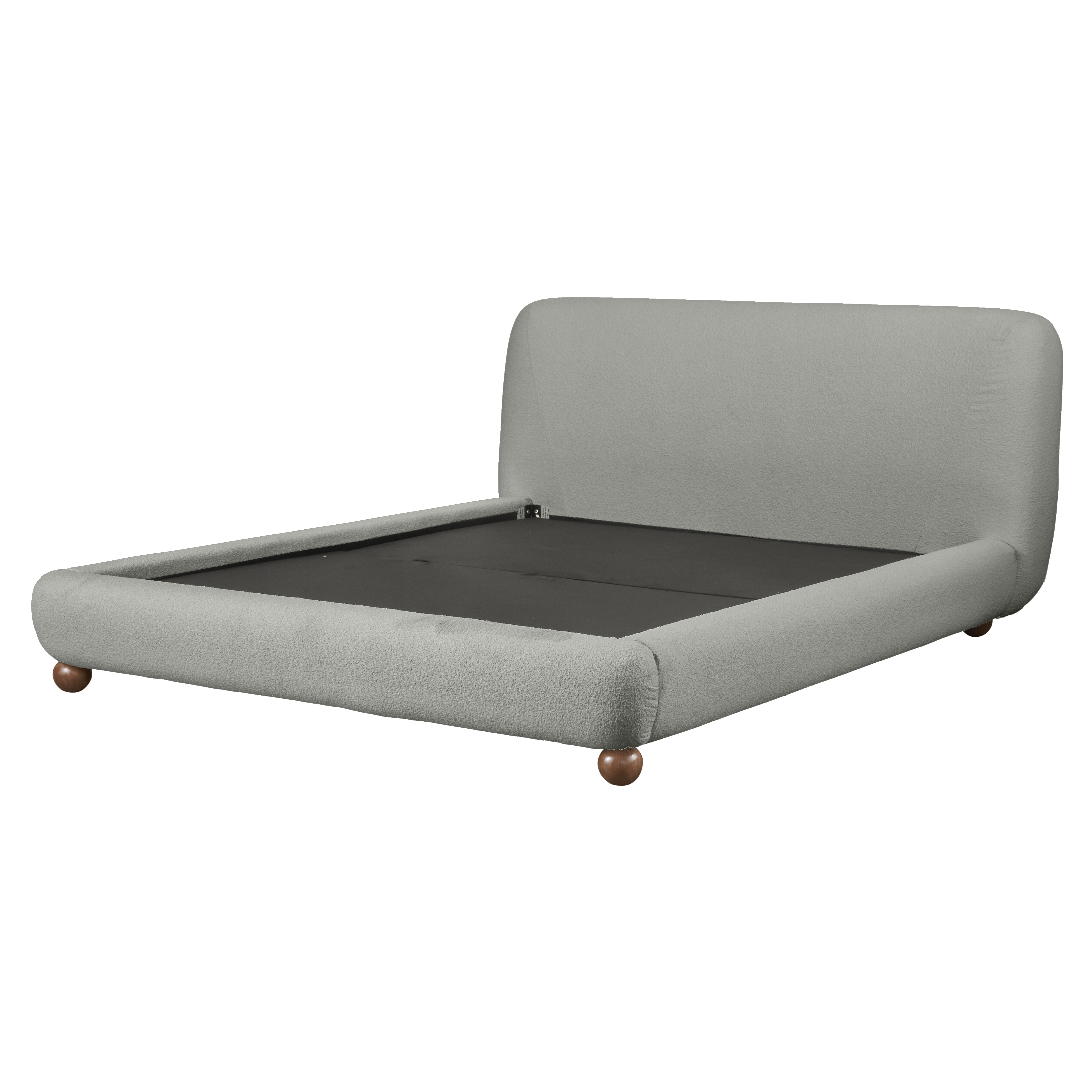 Othello King Bed - Dark Grey Boucle, Low Bed Frames by HipVan | HipVan
