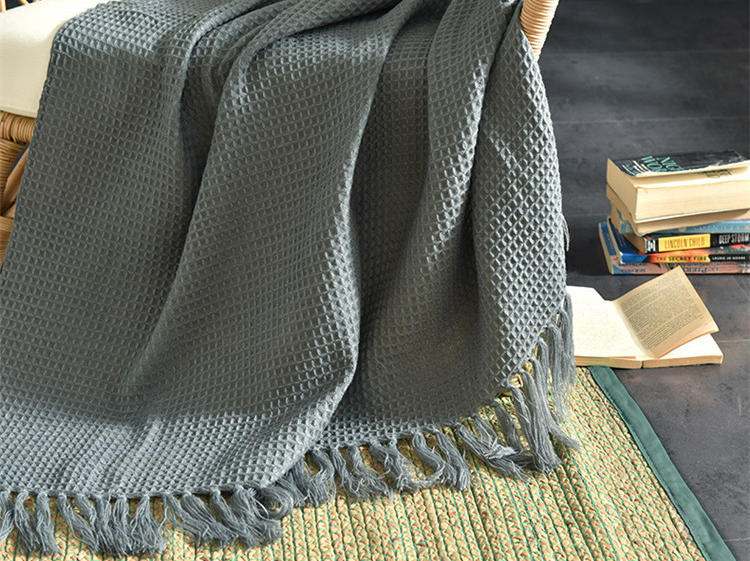 Aubrey Waffle Throw - Dark Grey, Throws & Blankets by HipVan | HipVan